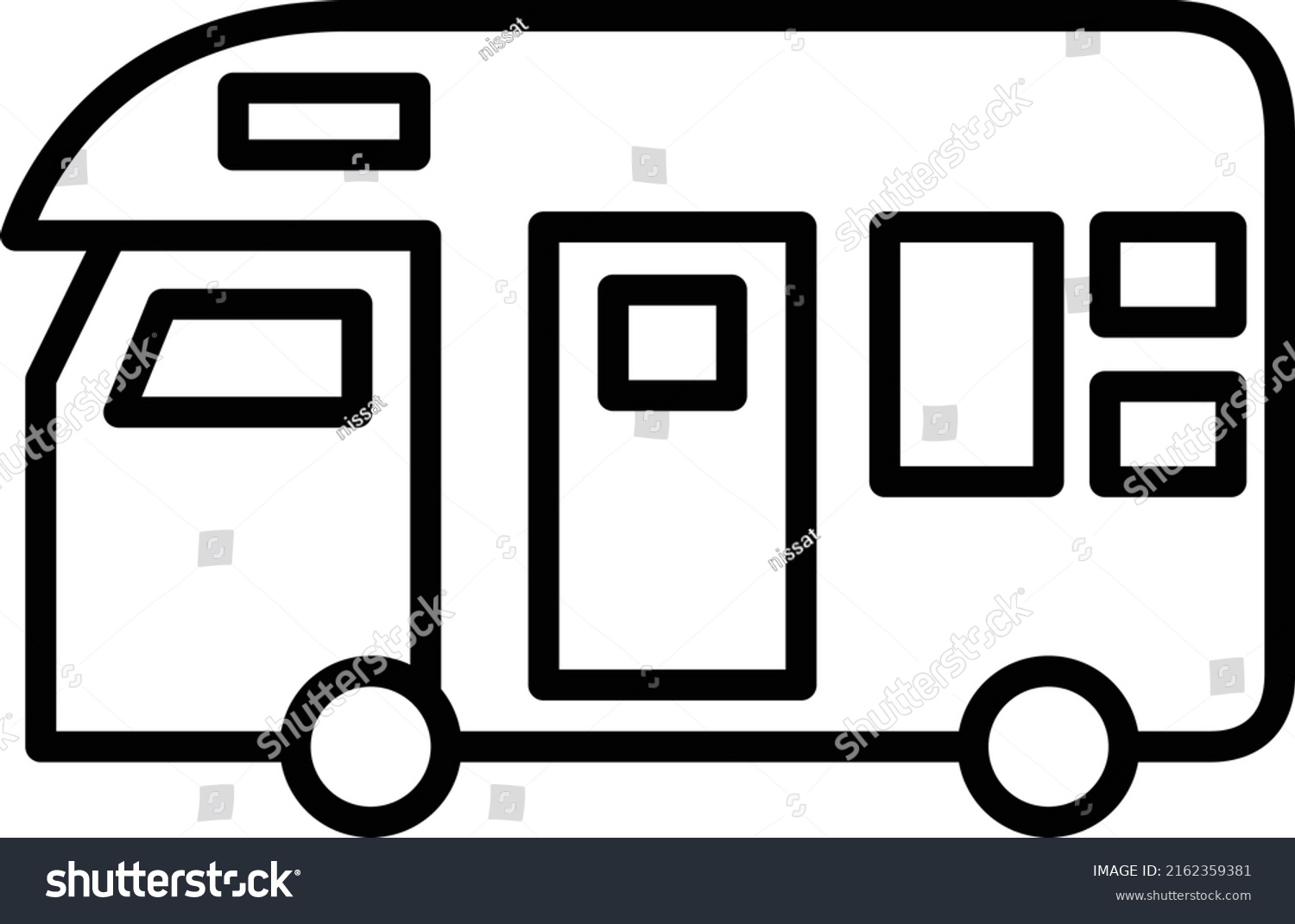 Simple Camper Line Drawing Icon Stock Vector (Royalty Free) 2162359381 ...