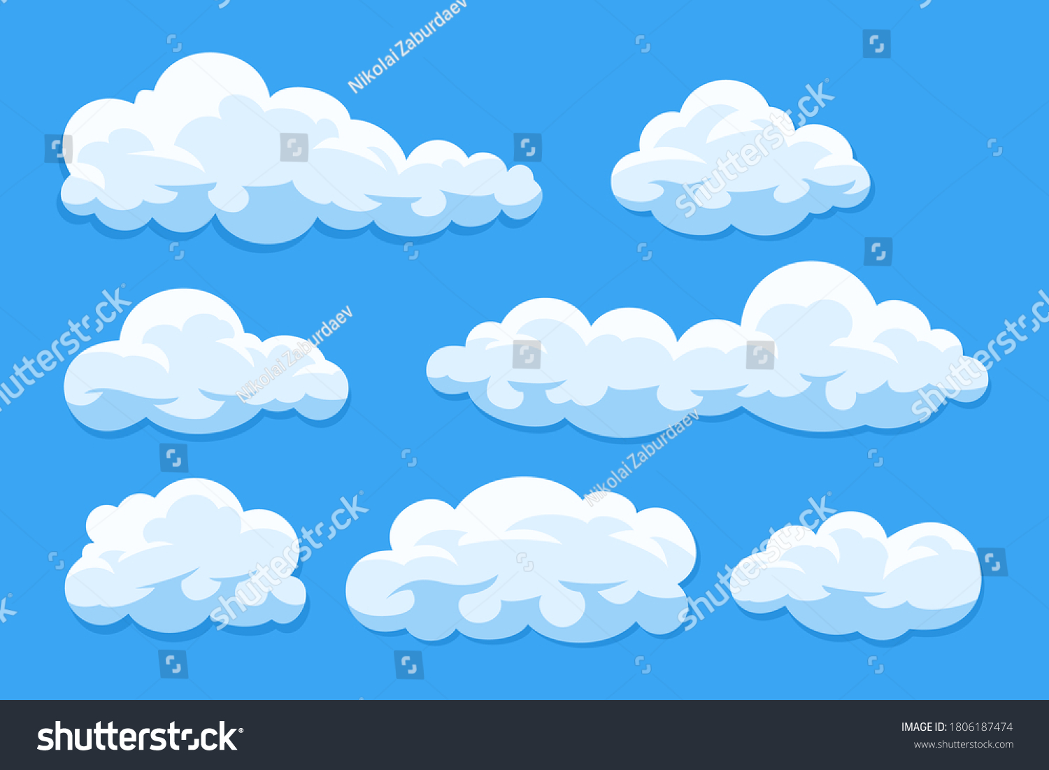 Simple Cartoon Clouds Vector Collection Isolated: เวกเตอร์สต็อก (ปลอด ...
