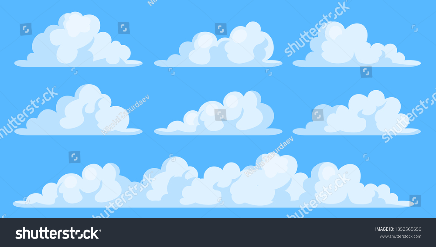Simple Cartoon Clouds Vector Collection Isolated: เวกเตอร์สต็อก (ปลอด ...