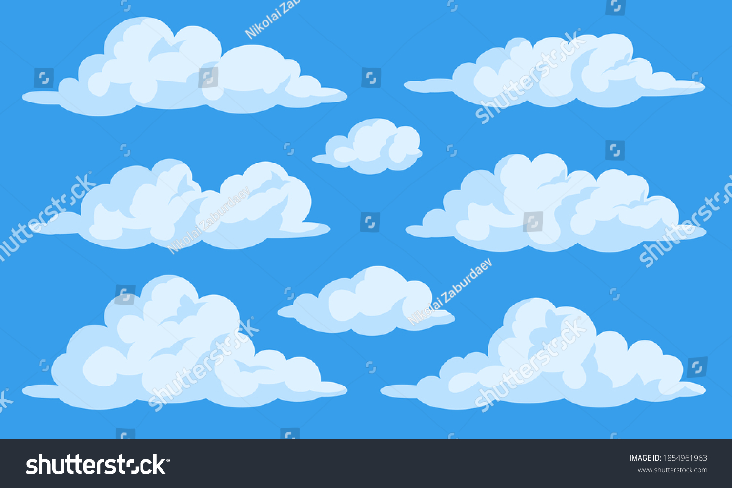Simple Cartoon Clouds Vector Collection Isolated Stock Vector (Royalty ...