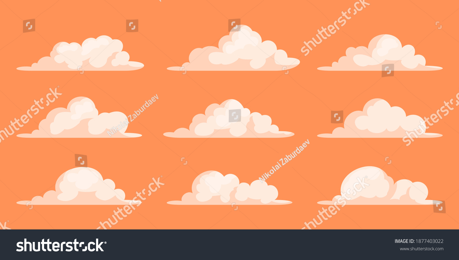 Simple Cartoon Clouds Vector Collection Isolated: เวกเตอร์สต็อก (ปลอด ...