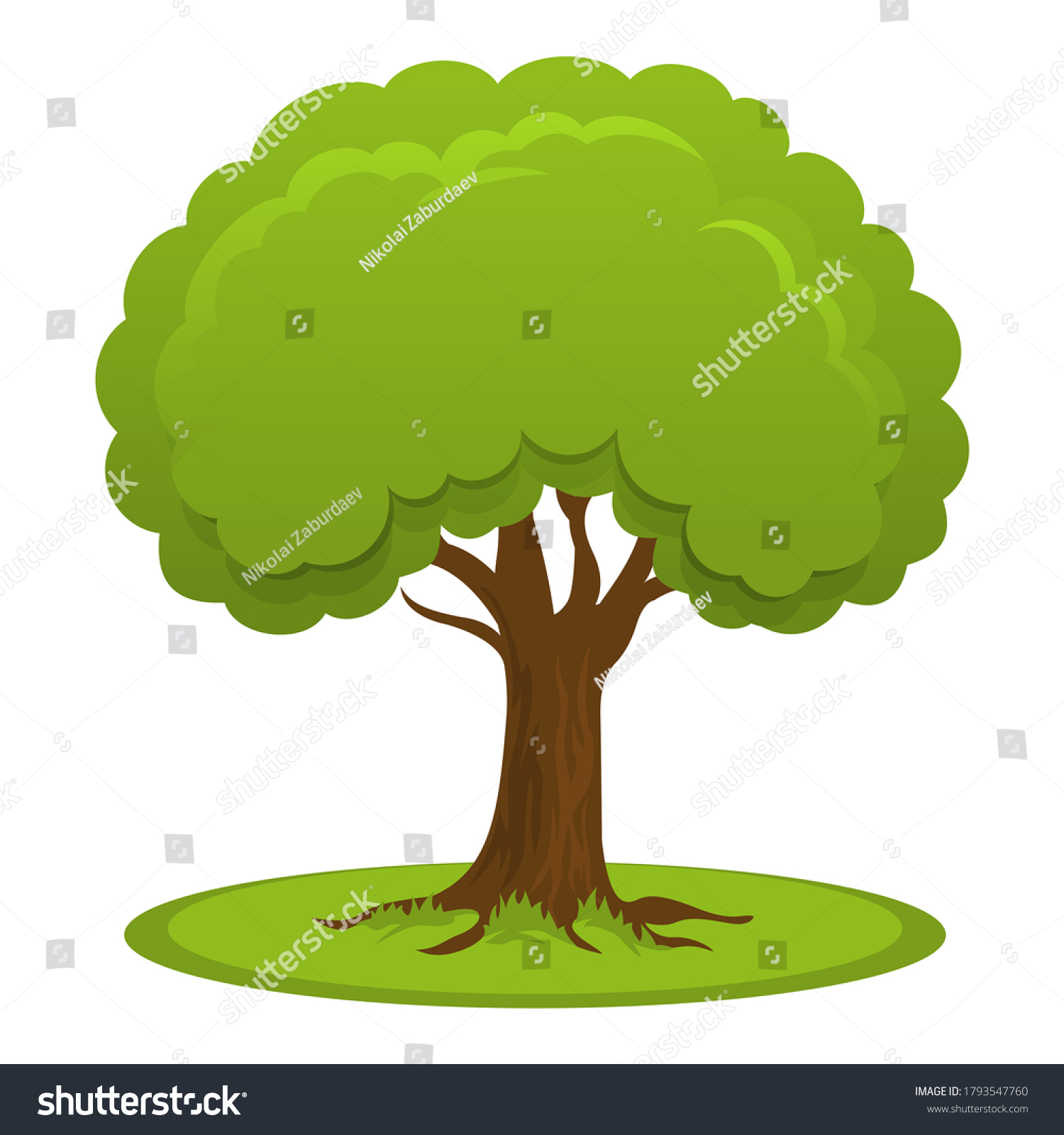 Simple Cartoon Summer Tree Flat Crown Stock Vector (Royalty Free ...