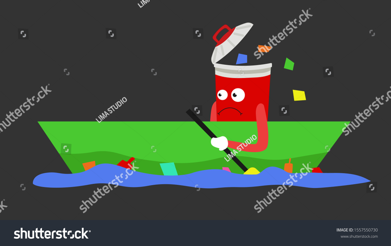 Simple Cartoon Trash Can Design Vector Stock Vector (Royalty Free ...