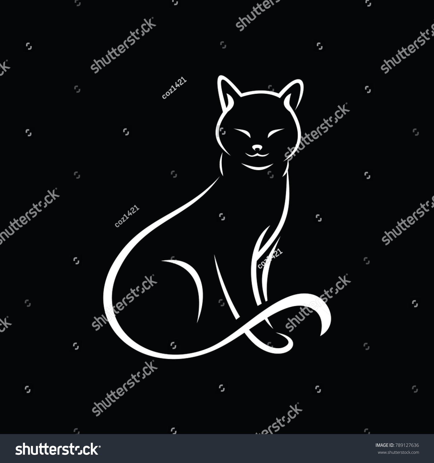 Simple Cat Design Black Background Stock Vector (Royalty Free) 789127636