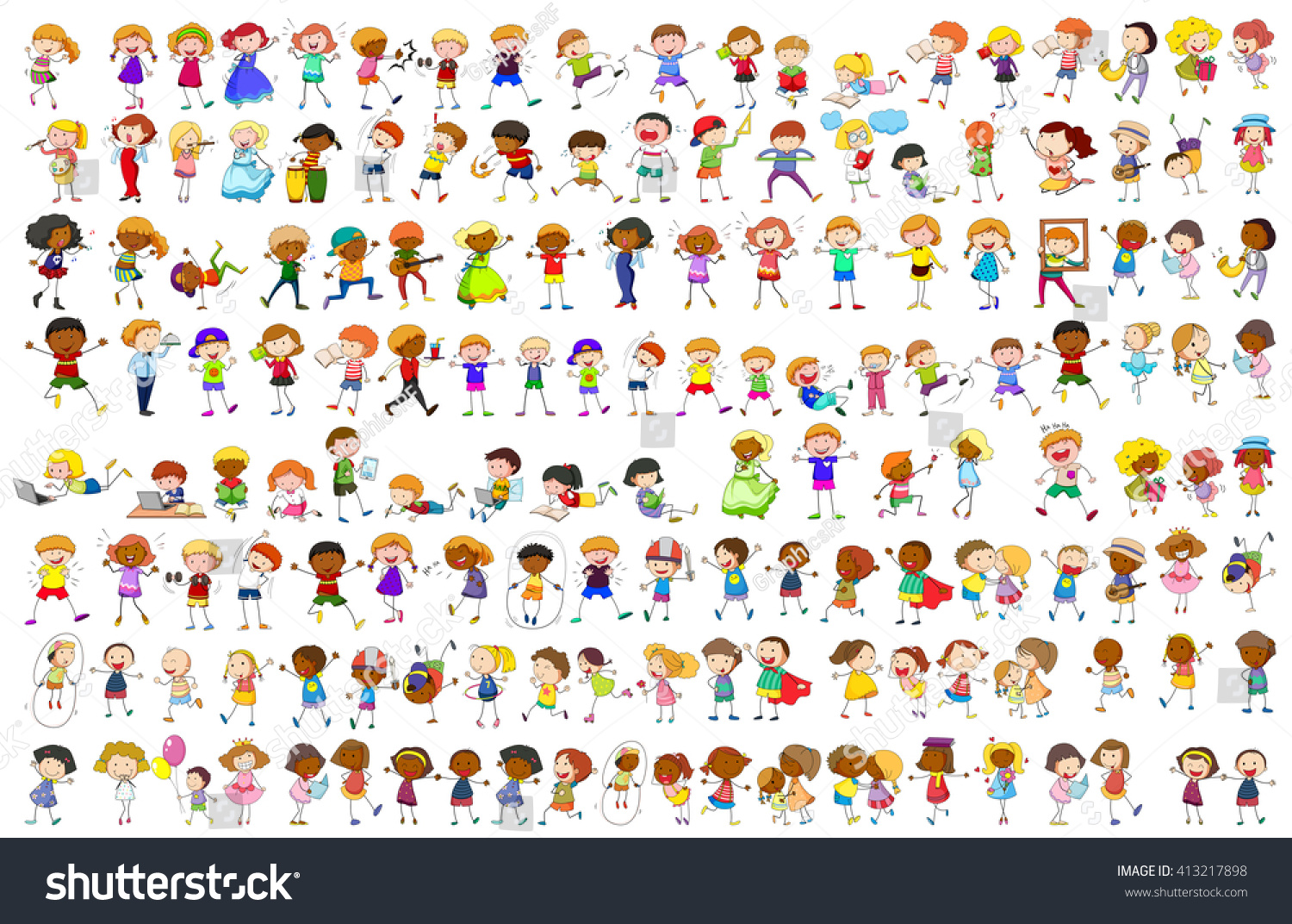Simple Characters Different Actions Illustration Stock Vector (Royalty ...