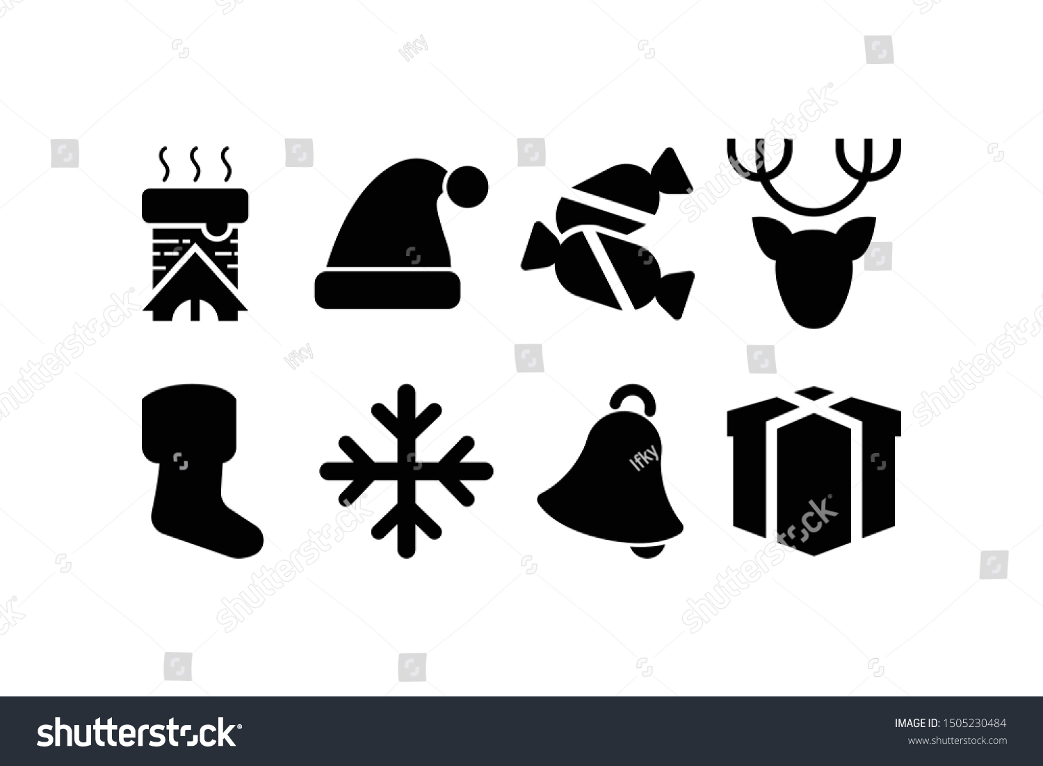 Simple Christmas Icon Set Solid Black Stock Vector (Royalty Free ...