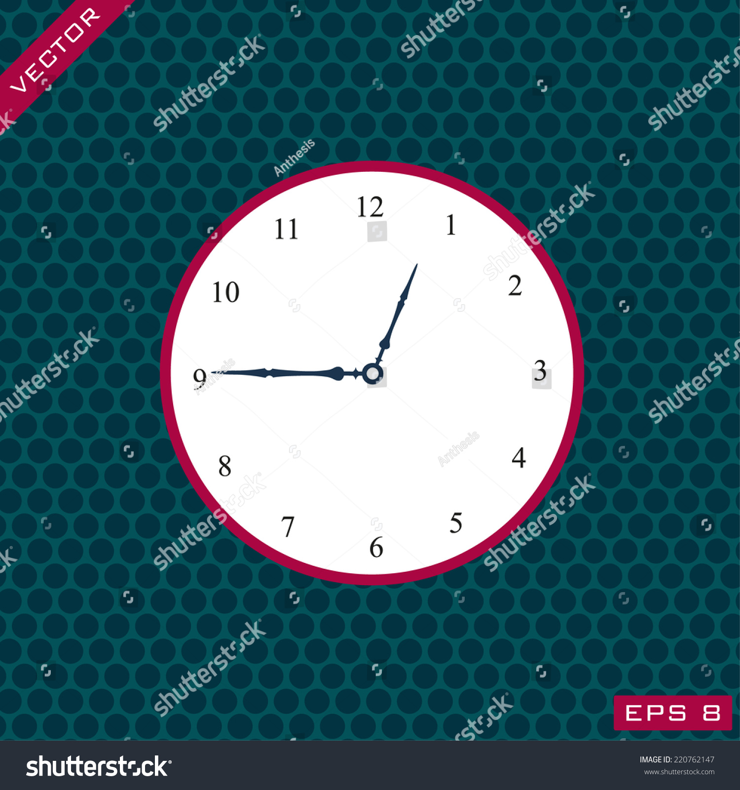 Simple Clock Face Easy Read On: vector de stock (libre de regalías ...