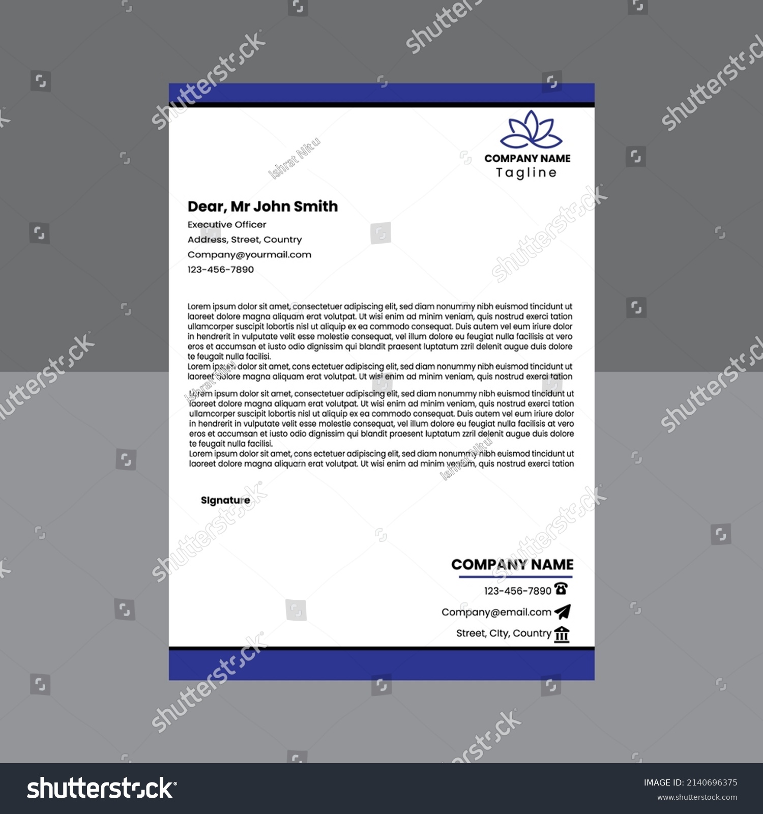 Simple Corporate Letterhead Design Template Stock Vector (Royalty Free ...