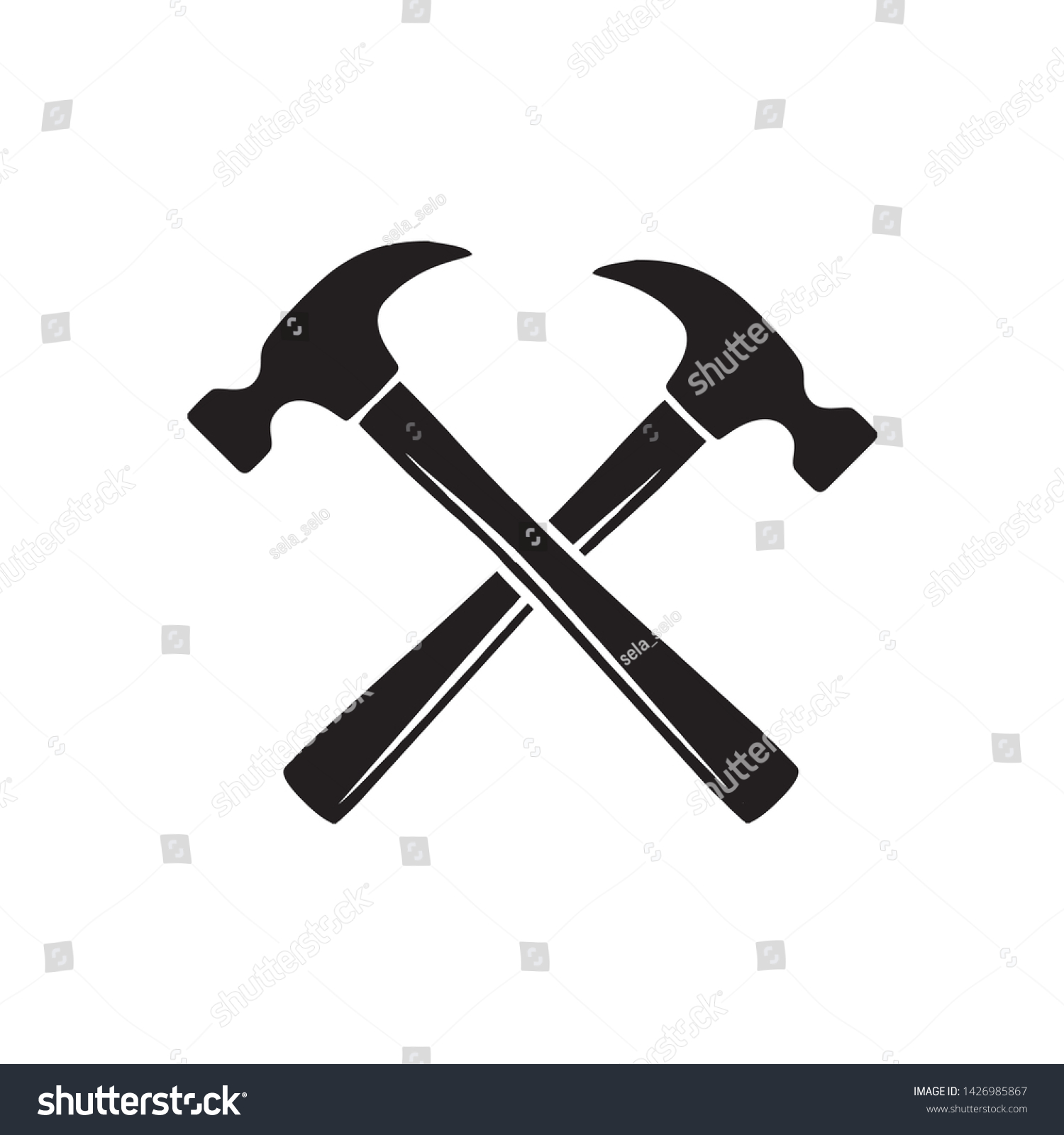 Simple Crossed Hammers Vector Symbol Stock Vector (Royalty Free) 1426985867