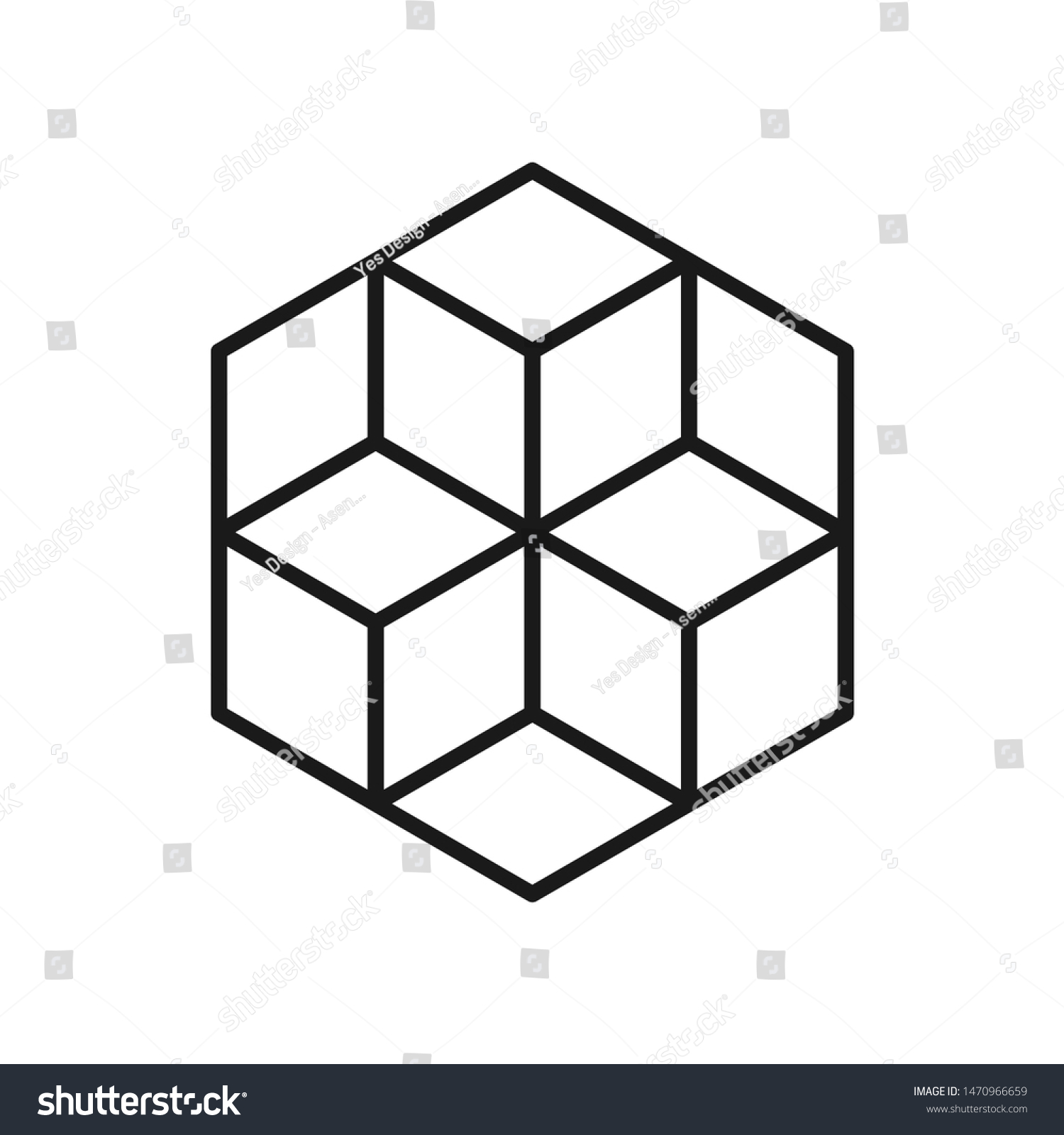 Simple Cube Linear Flat Icon Design Stock Vector (Royalty Free ...