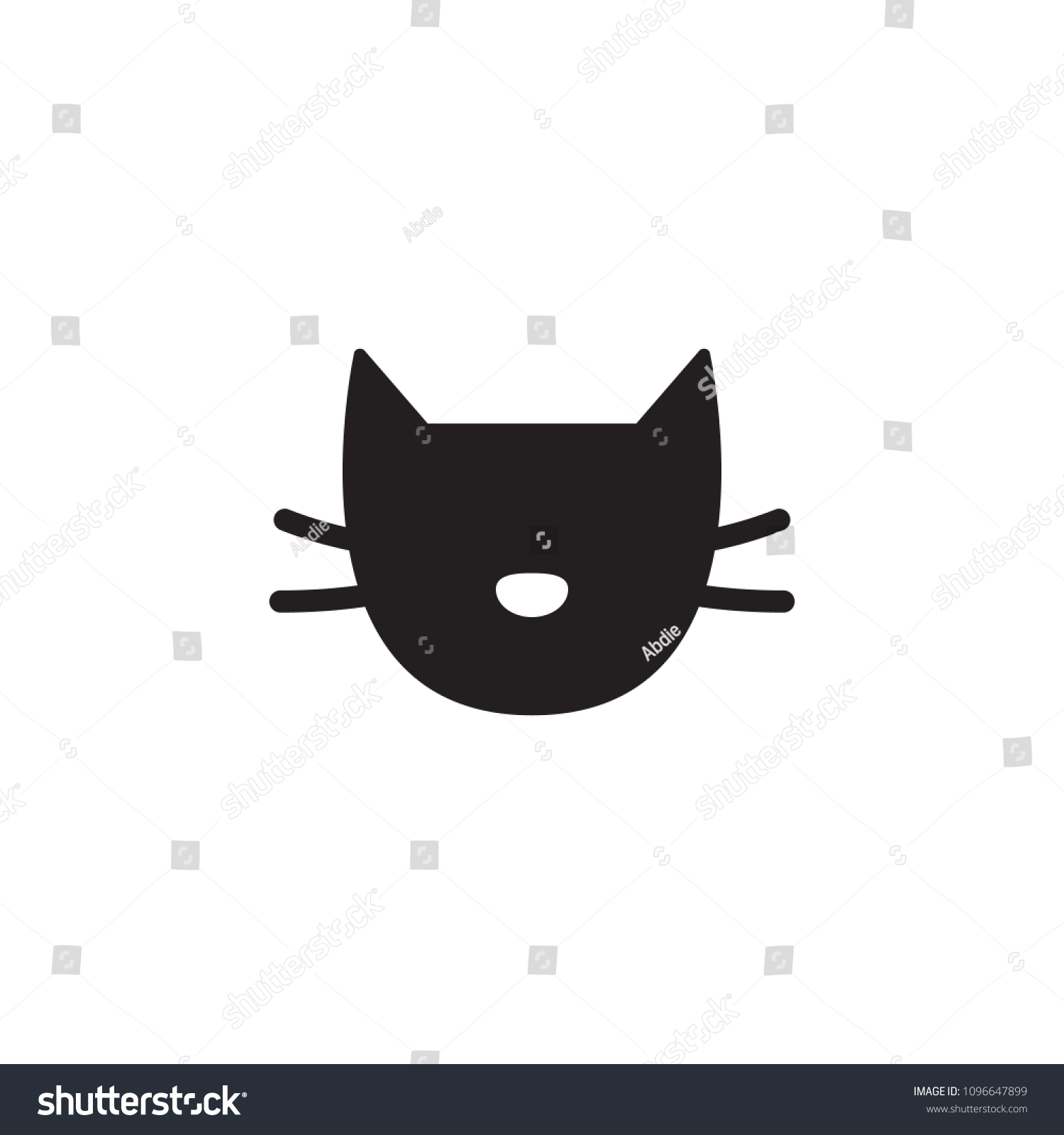 Simple Cute Black Cat Logo Icon Stock Vector (Royalty Free) 1096647899