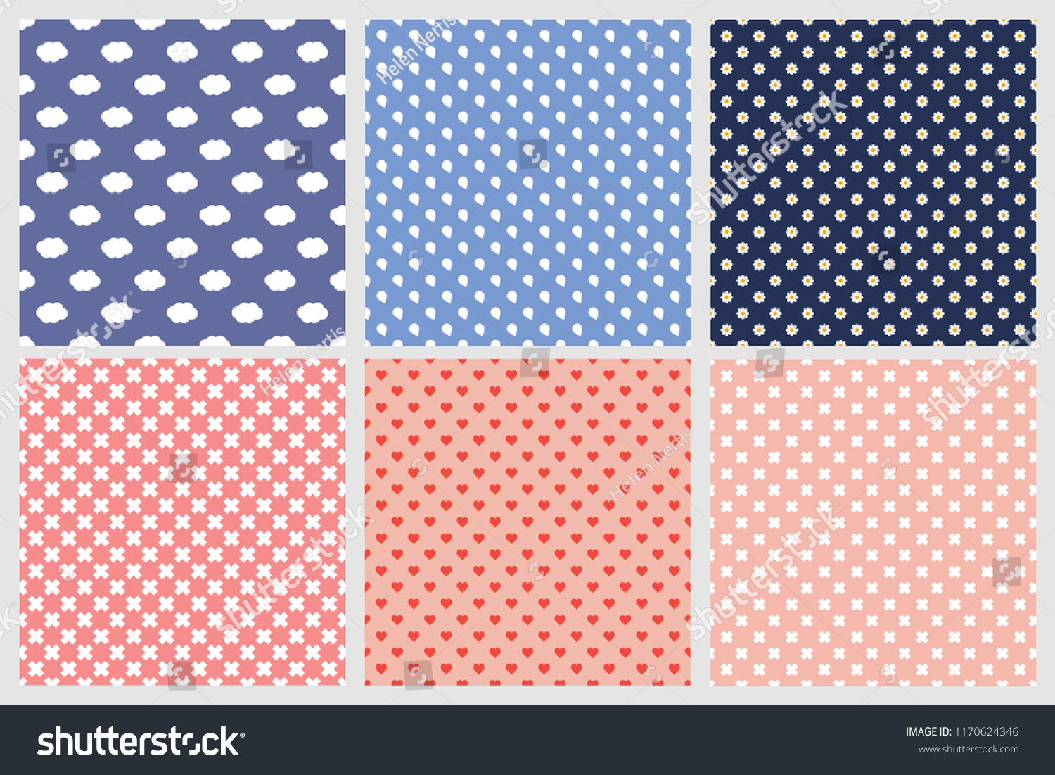 Simple Cute Seamless Patterns Design Pastel Stock Vector (Royalty Free ...