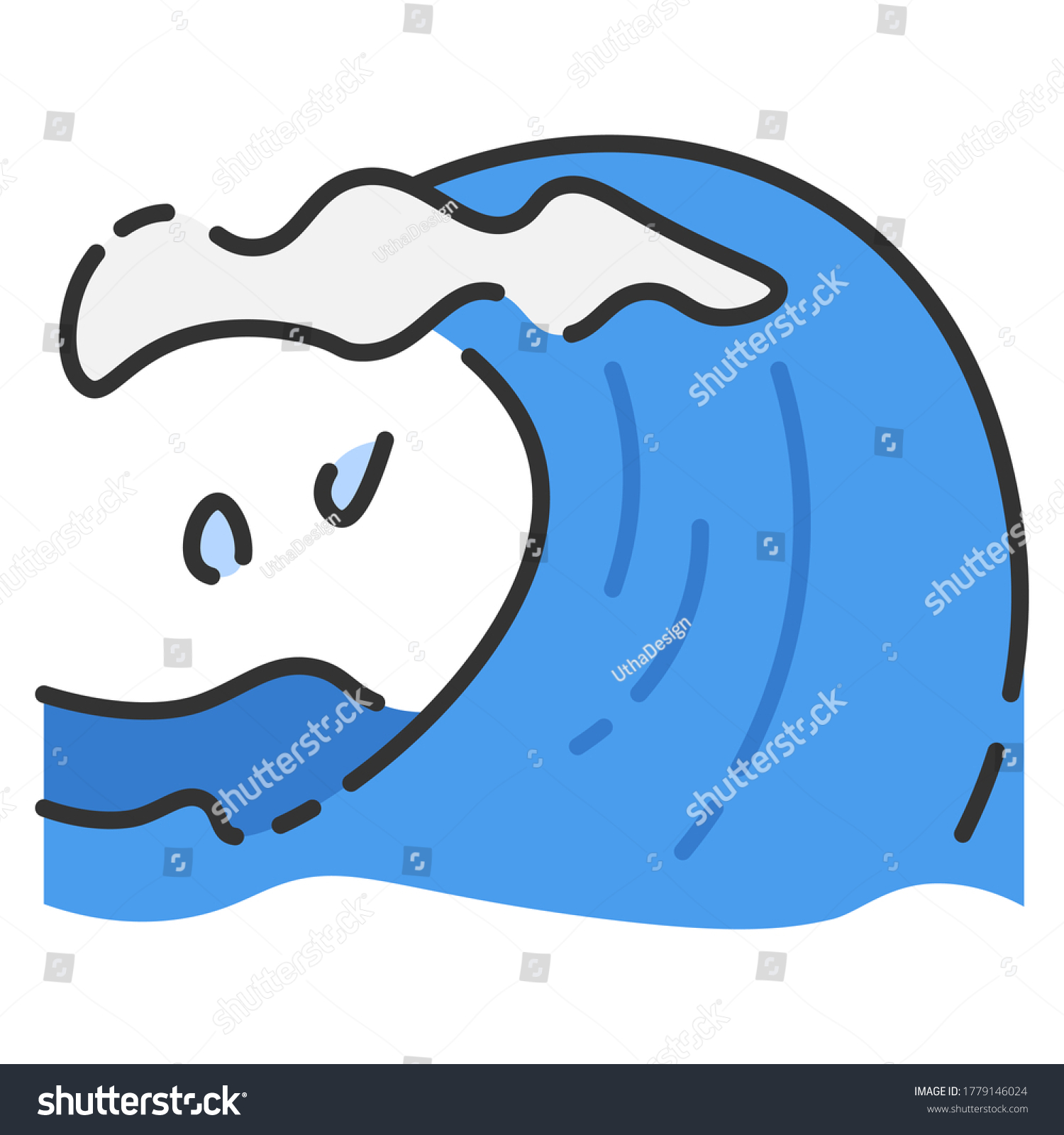 Simple Cute Wave On Beach Illustration Stock Vector (Royalty Free ...