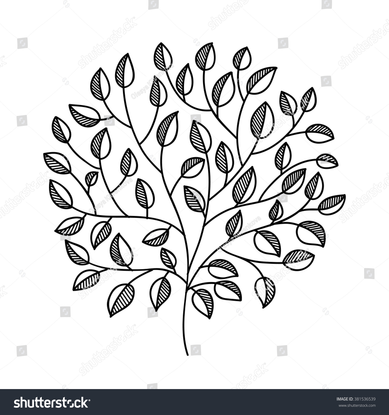 Simple Doodle Tree Leaves Logo Element Stock Vector 381536539 ...