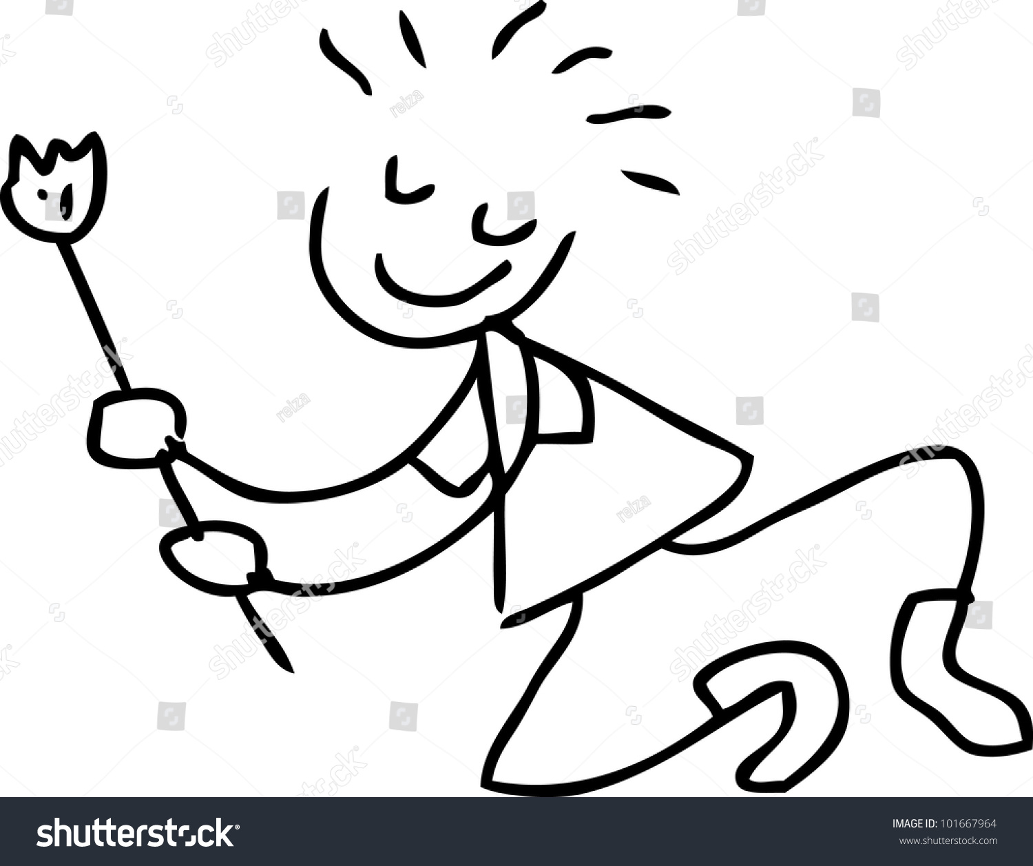 Simple Drawing Man Flower Stock Vector 101667964 - Shutterstock