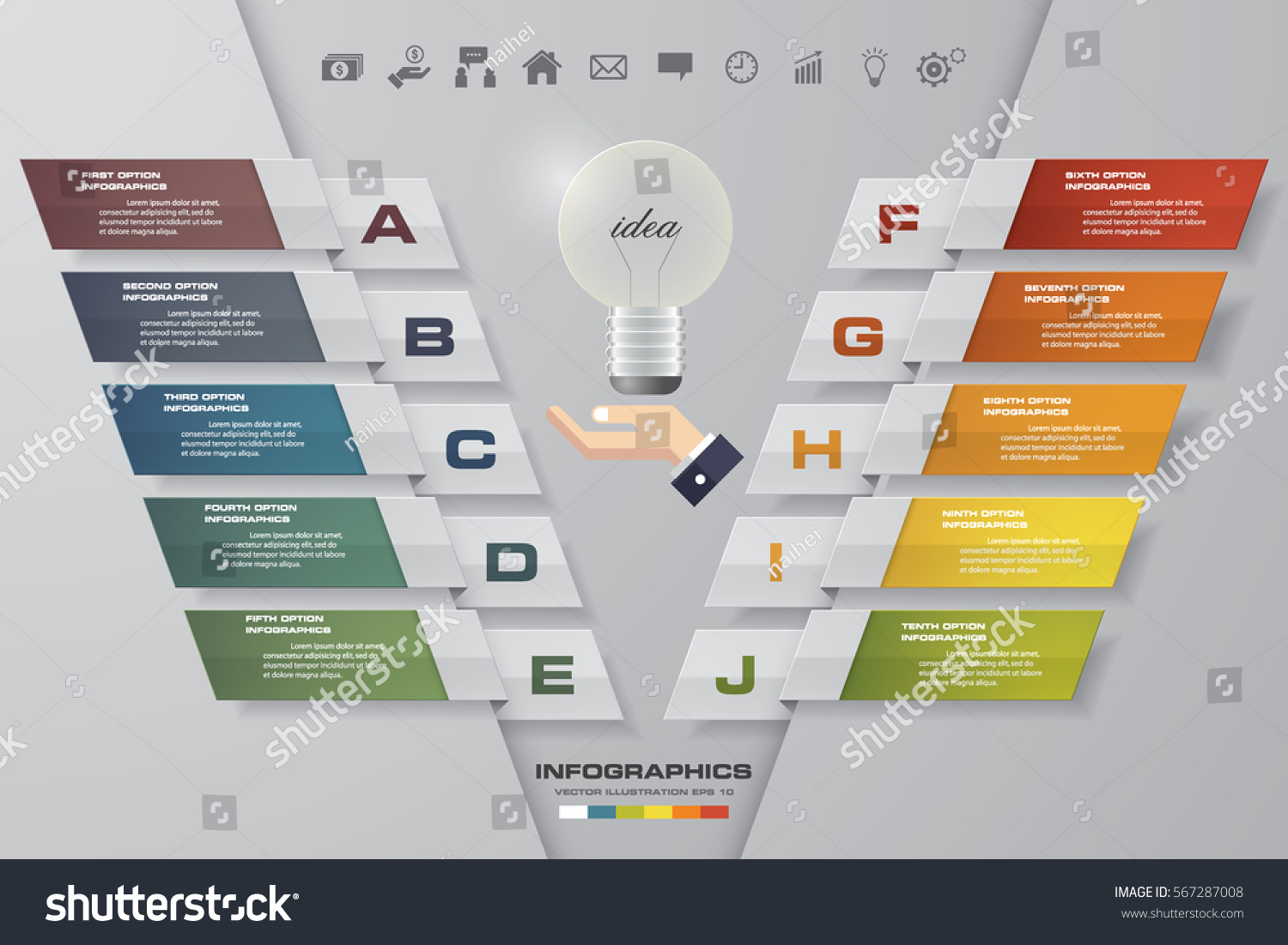 Simpleeditable 10 Steps Chart Diagrams Templategraphic Stock Vector ...