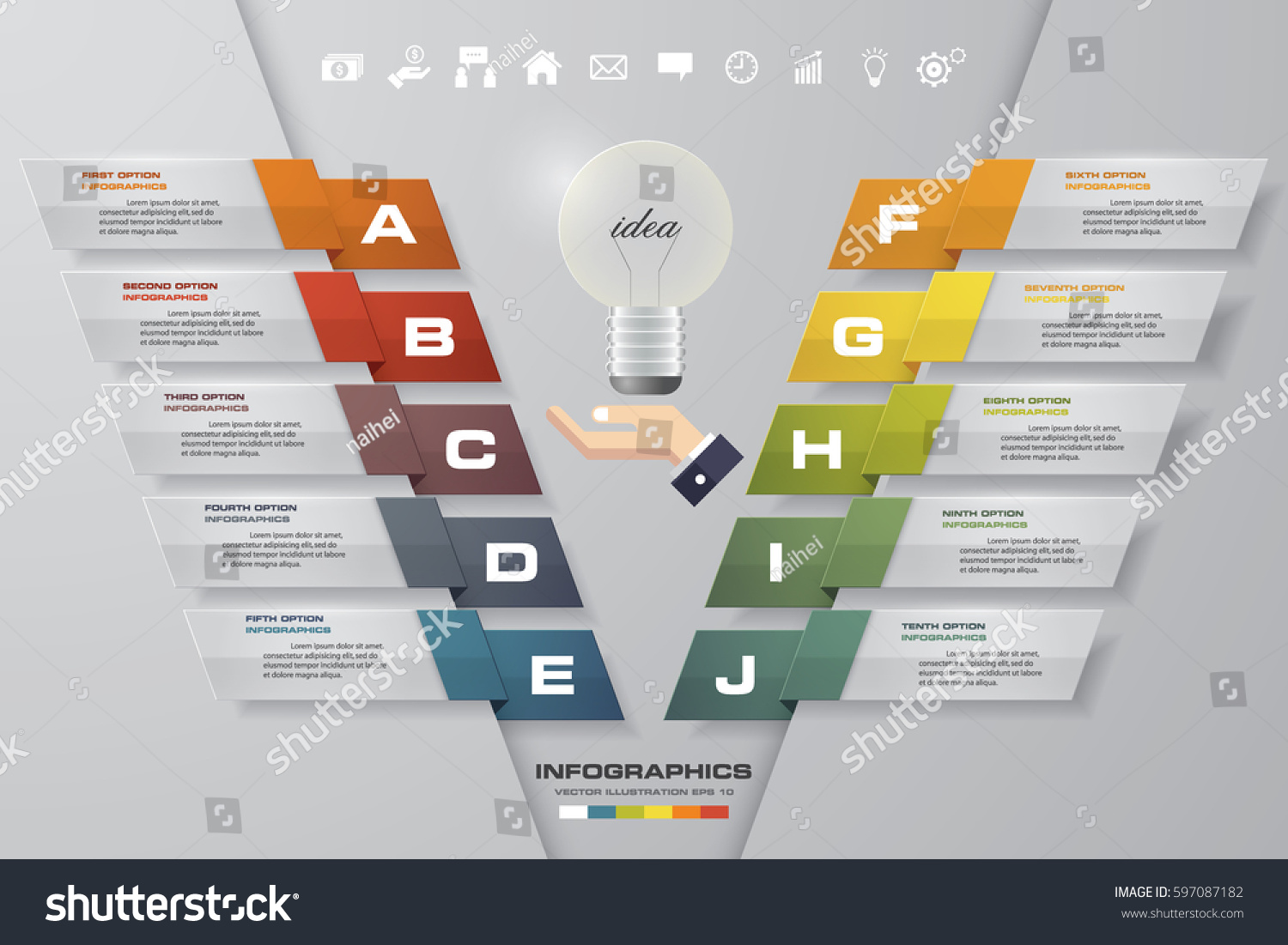 Simpleeditable 10 Steps Chart Diagrams Templategraphic Stock Vector ...