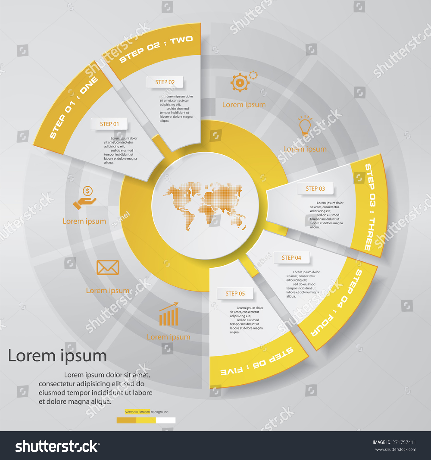 Simpleeditable 5 Steps Chart Diagrams Templategraphic: vector de stock ...