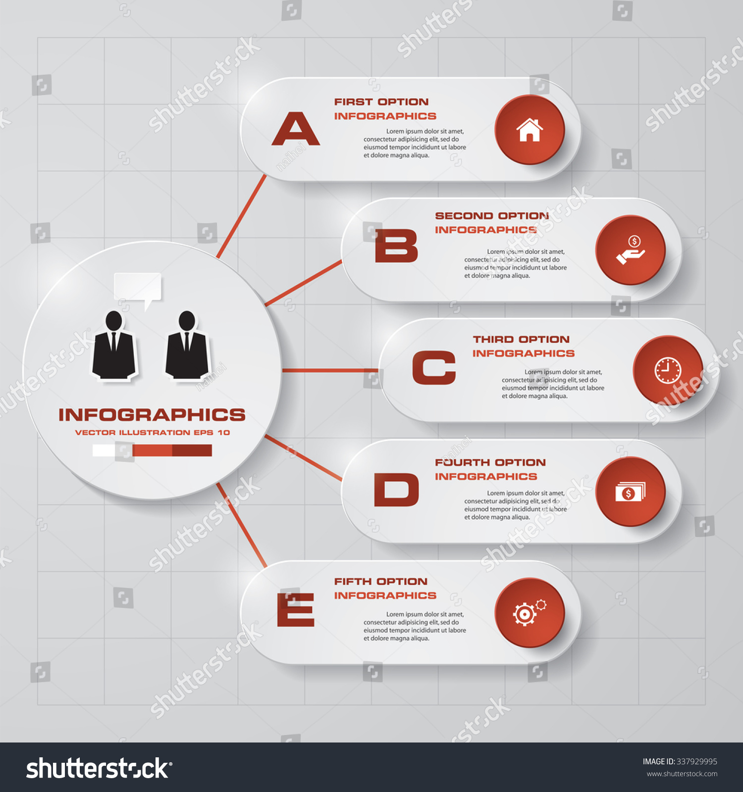 Vektor Stok Simpleeditable 5 Steps Chart Diagrams Templategraphic ...