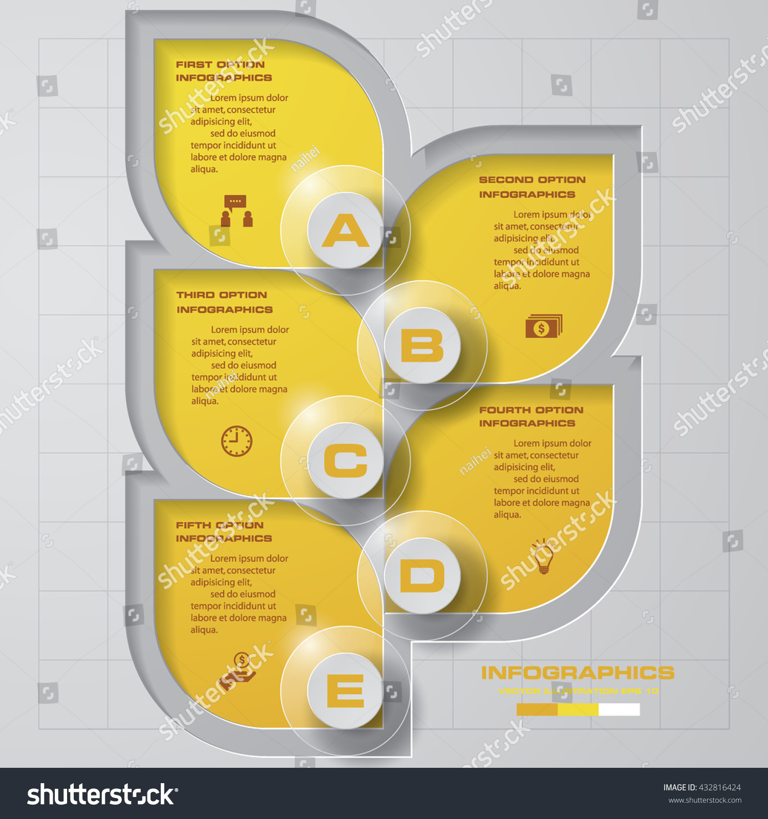 Vektor Stok Simpleeditable 5 Steps Chart Diagrams Templategraphic ...