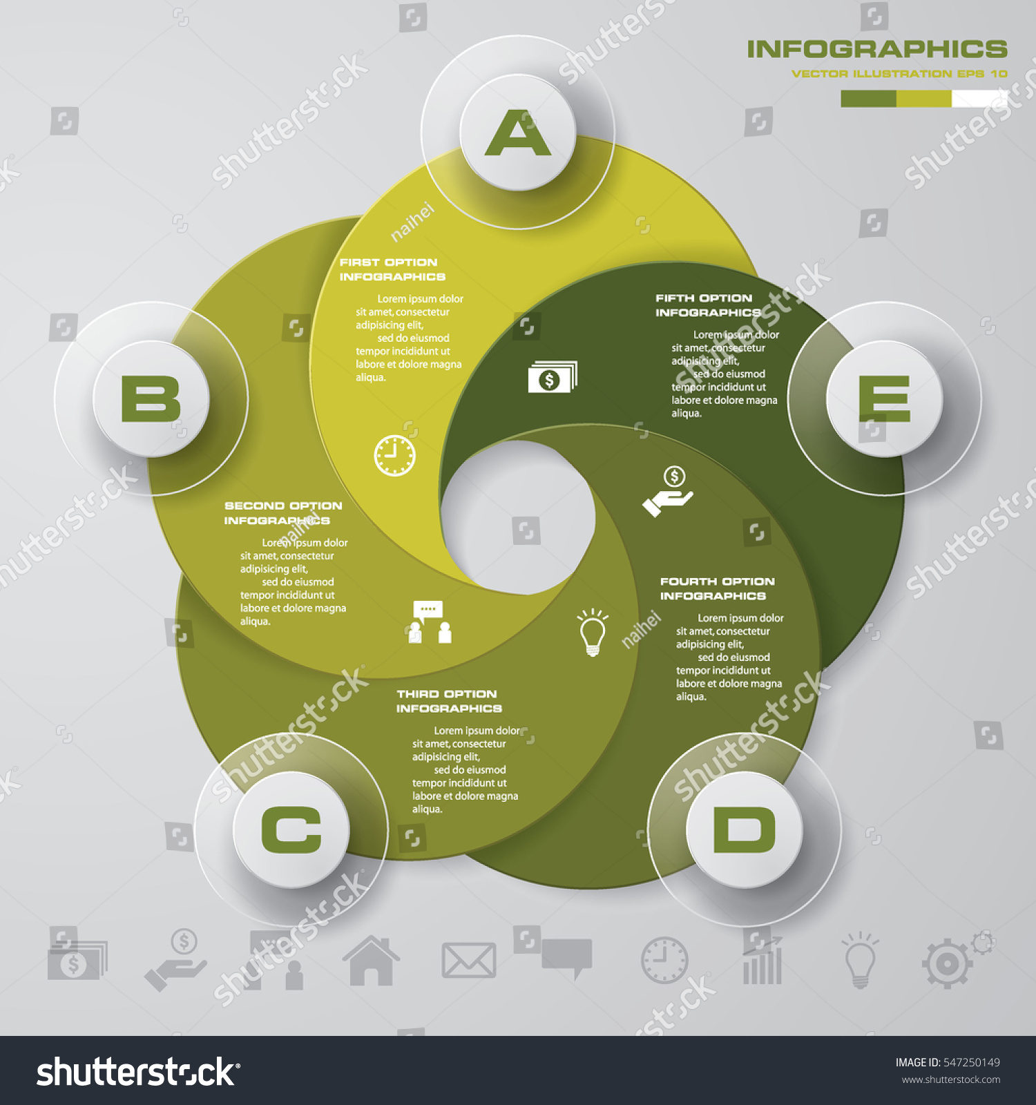Simpleeditable 5 Steps Chart Diagrams Templategraphic: vector de stock ...