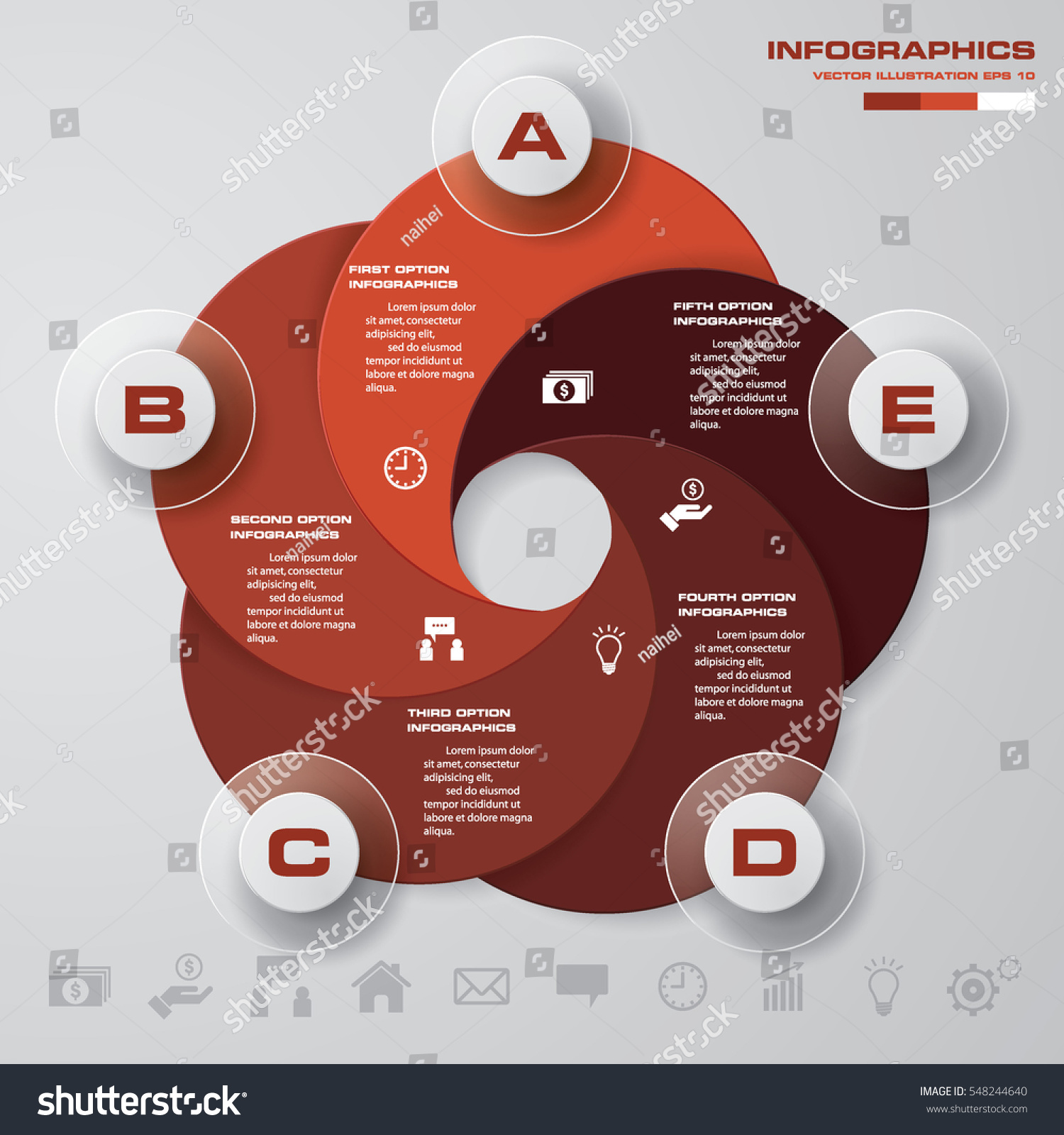 Simpleeditable 5 Steps Chart Diagrams Templategraphic Stock Vector ...
