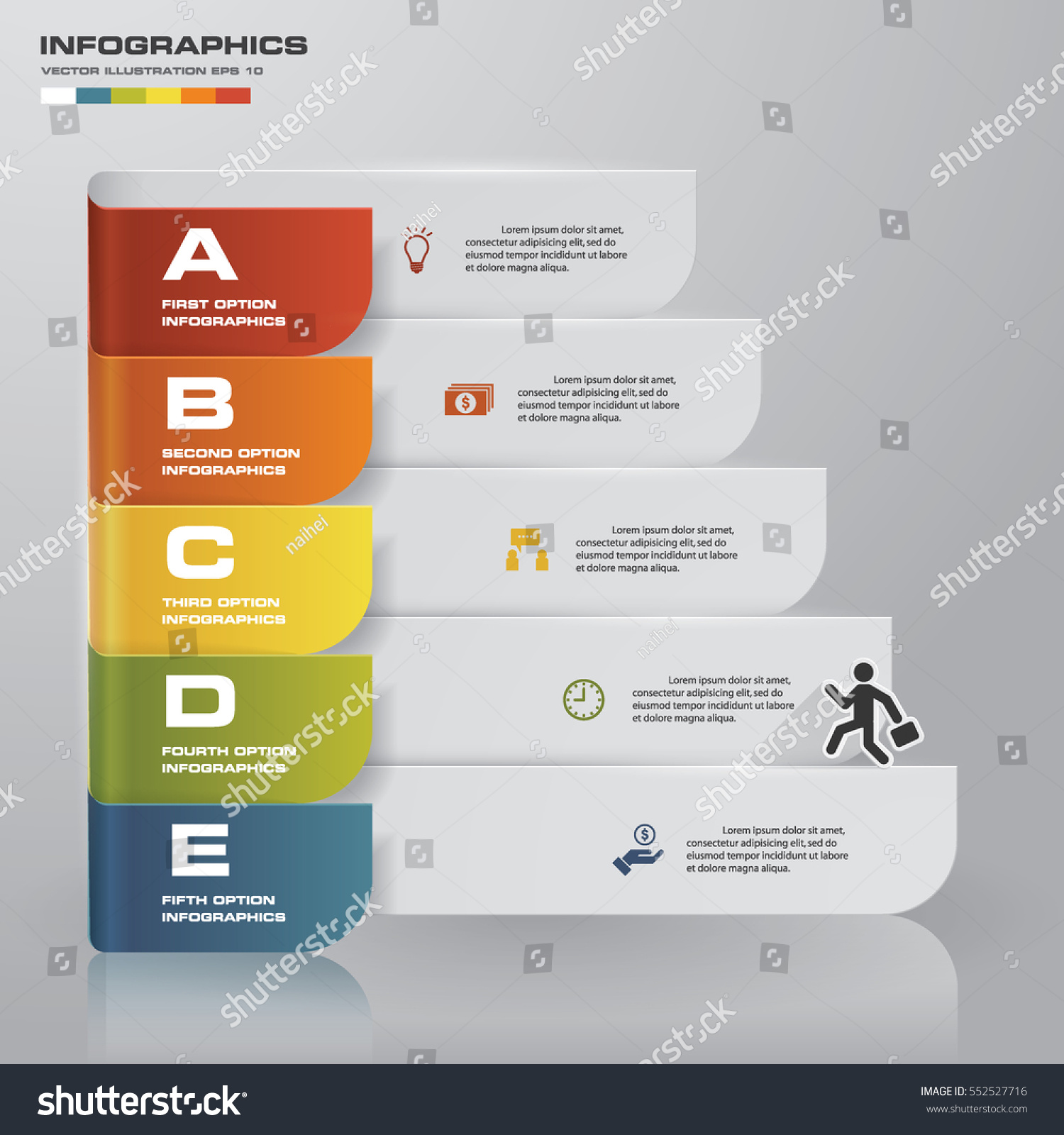 Simpleeditable 5 Steps Chart Diagrams Templategraphic Stock Vector ...