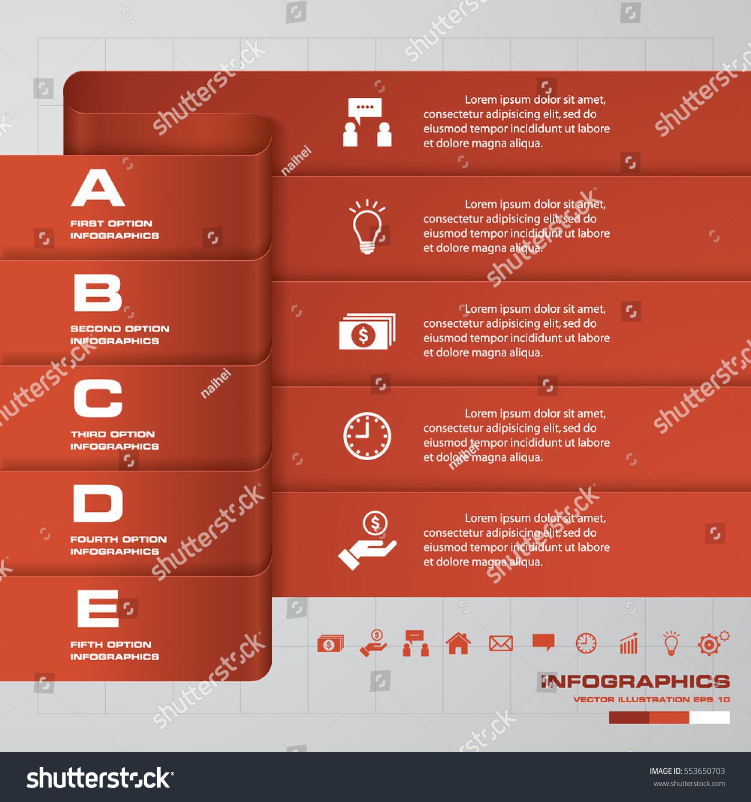 Simpleeditable 5 Steps Chart Diagrams Templategraphic Stock Vector ...