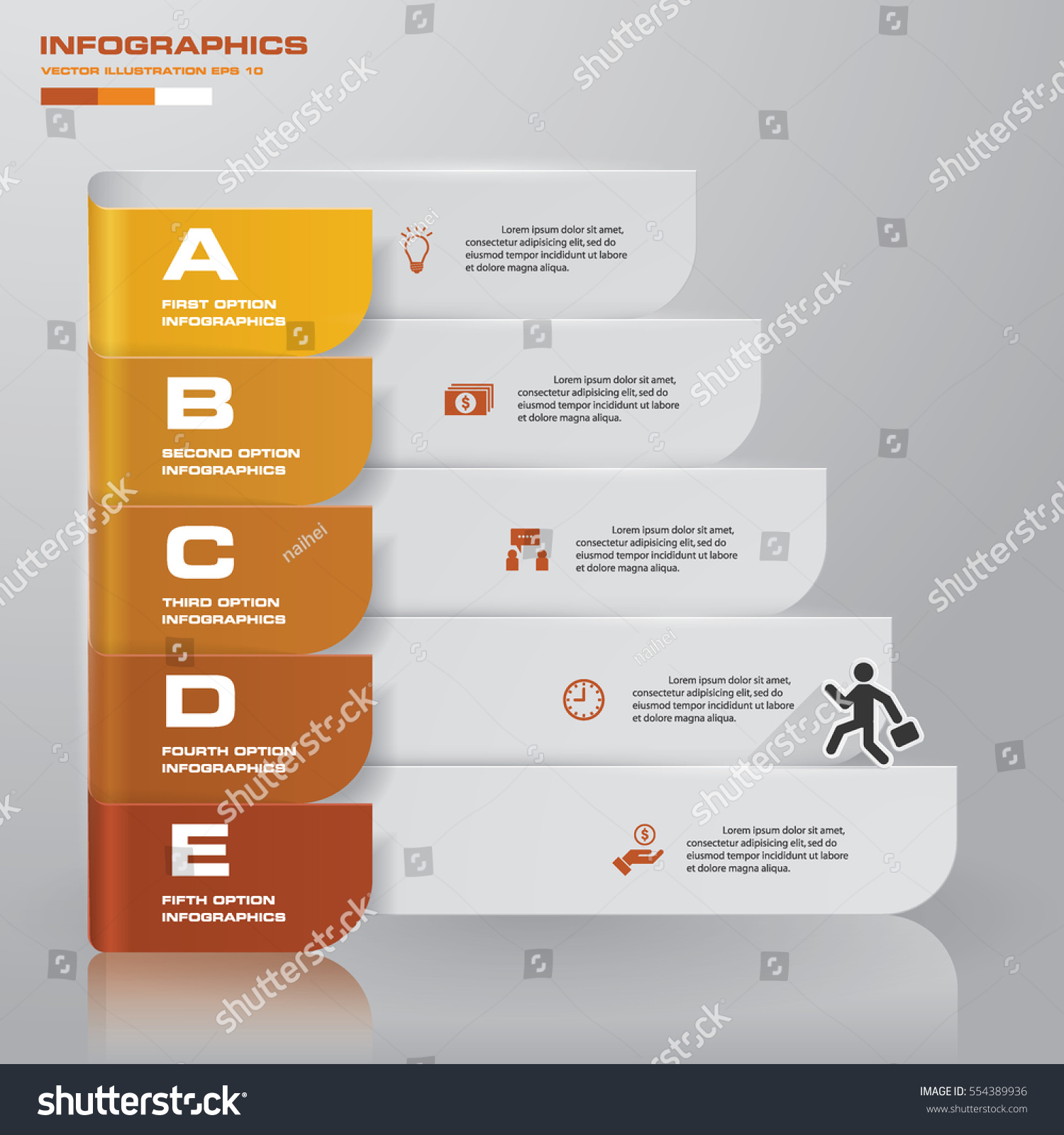 Simpleeditable 5 Steps Chart Diagrams Templategraphic Stock Vector ...
