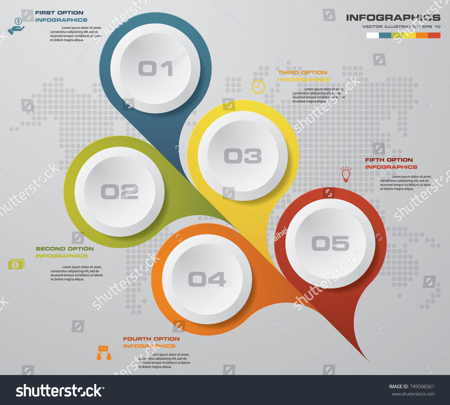 Simpleeditable 5 Steps Chart Diagrams Templategraphic Stock Vector ...