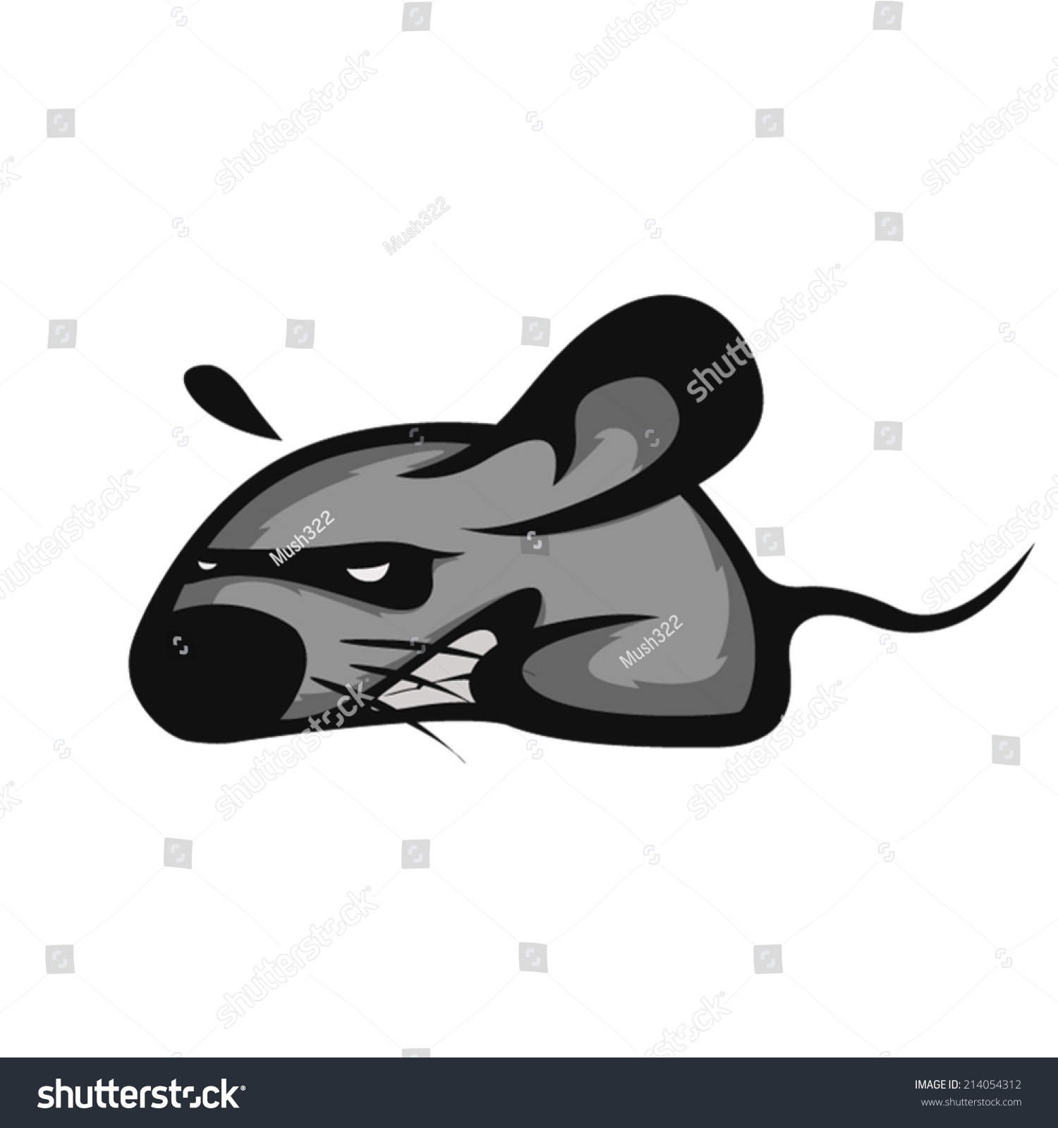 Simple Evil Gray Mouse Rat Stock Vector (Royalty Free) 214054312 ...