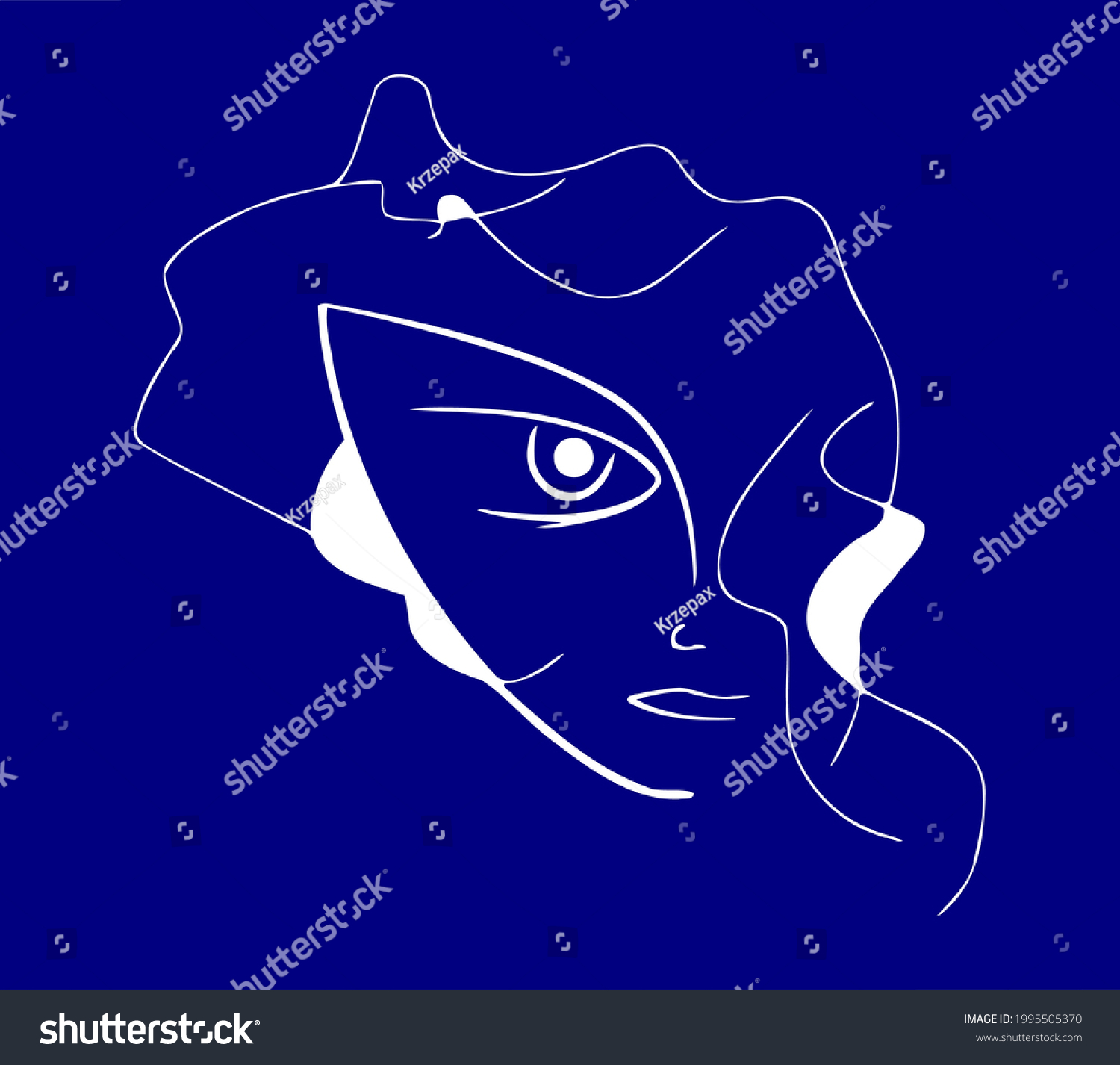 Simple Face Drawing Outline Asymmetric Stock Vector (Royalty Free ...