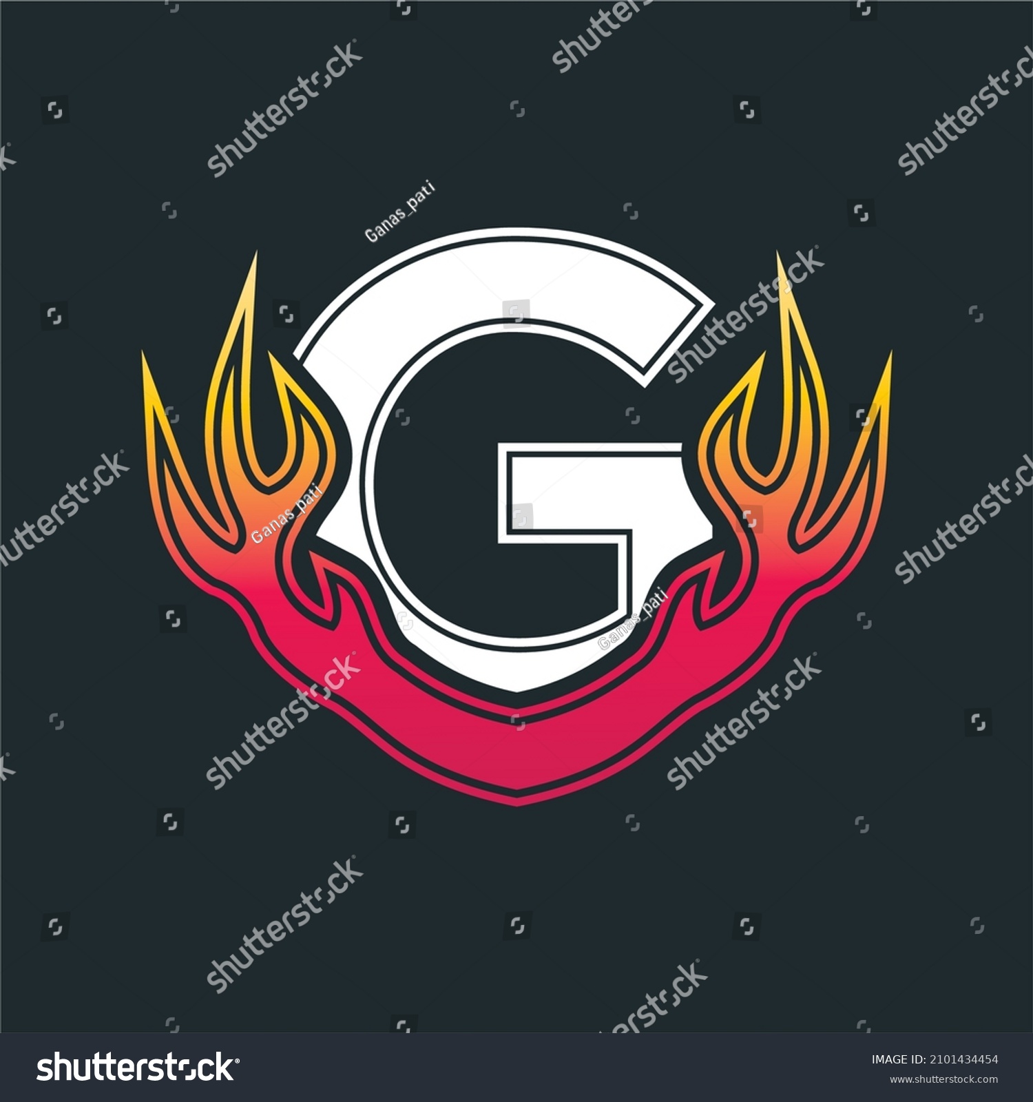 Simple Fire G Logo Design Stock Vector (Royalty Free) 2101434454