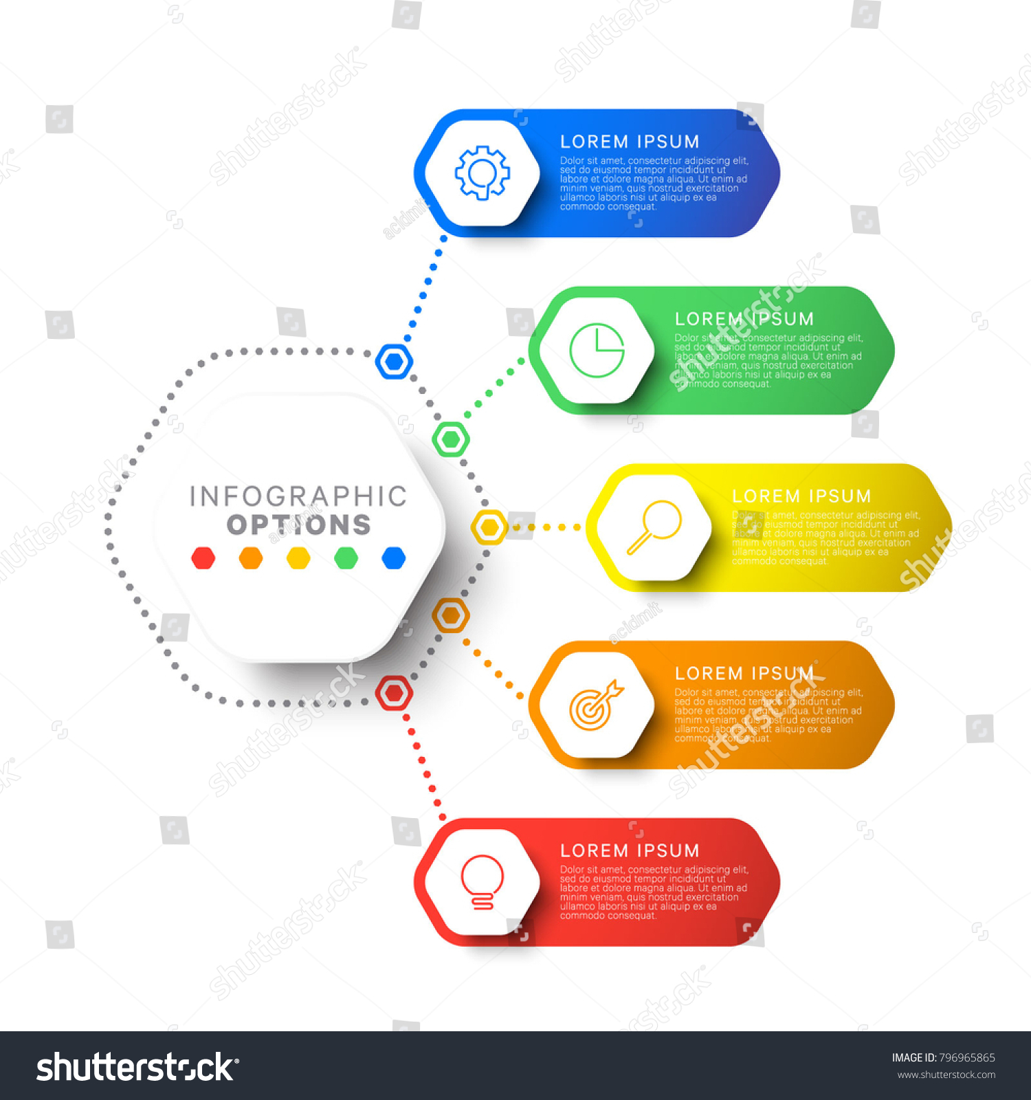 Simple Five Steps Design Layout Infographic: เวกเตอร์สต็อก (ปลอดค่า ...