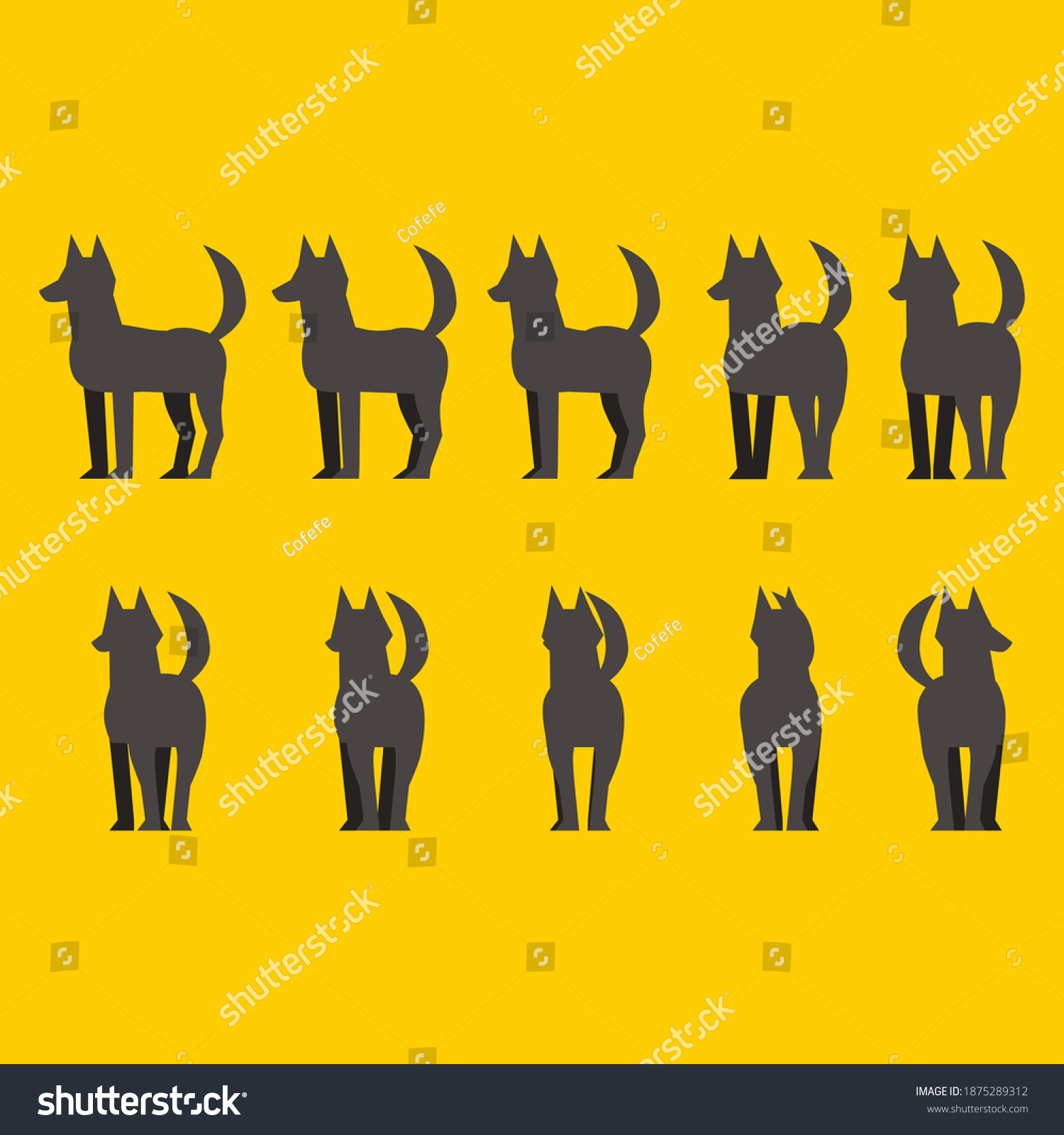 Simple Flat Design Wolf Rotation Frames Stock Vector (Royalty Free ...