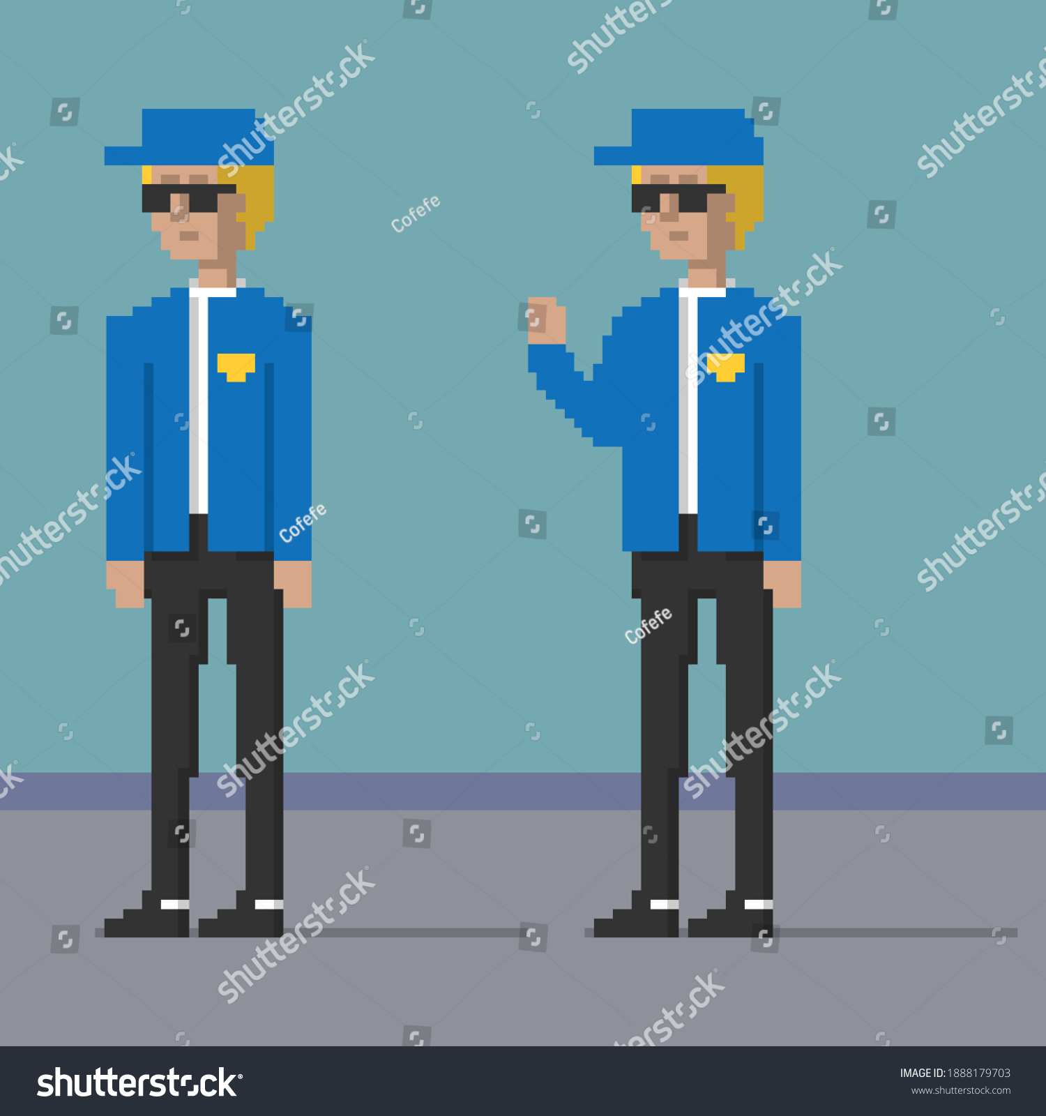 Simple Flat Design Security Guard Character Stock Vector (Royalty Free ...