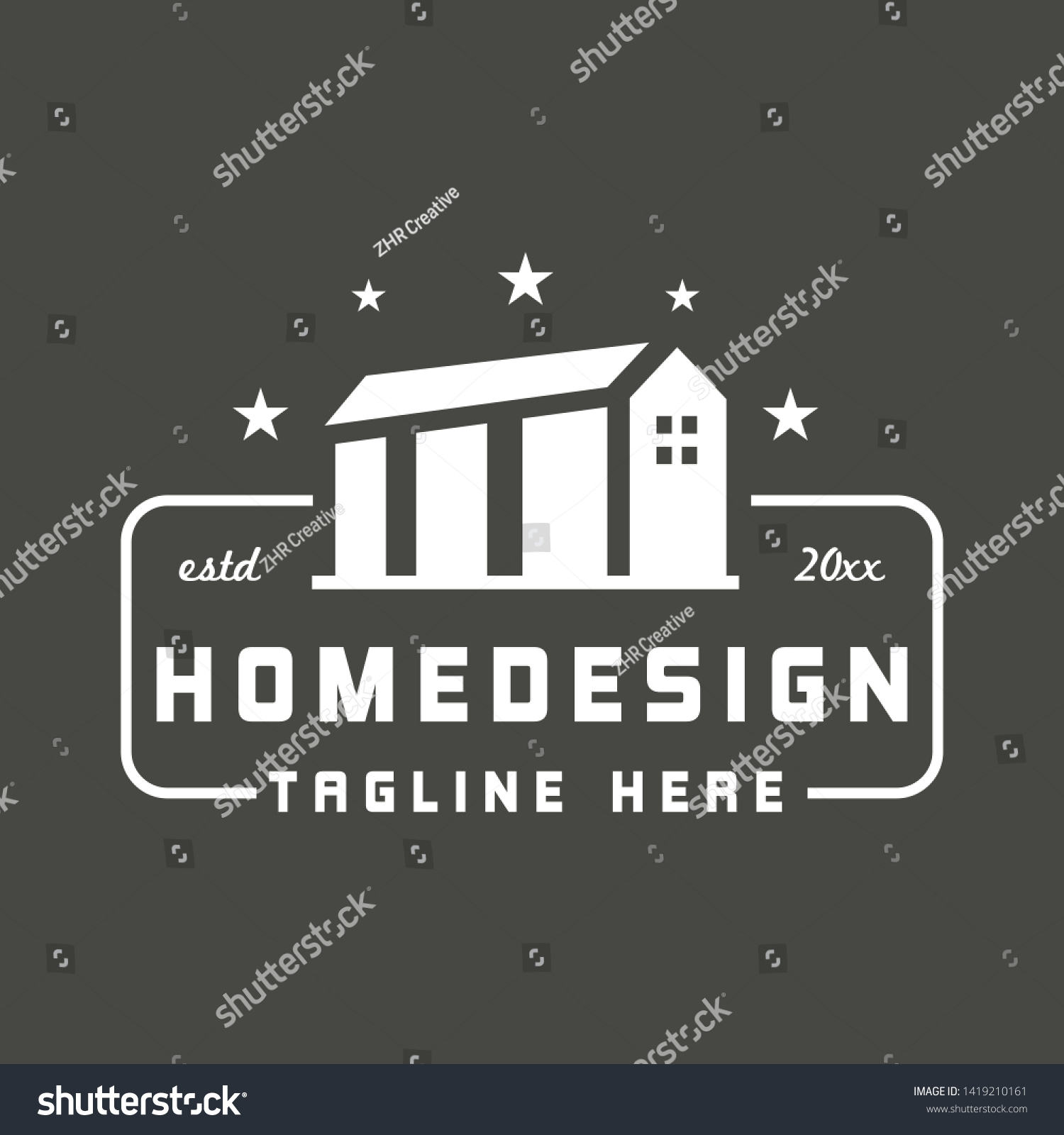 Simple Flat Home Design Emblem Logo Stock Vector (Royalty Free) 1419210161