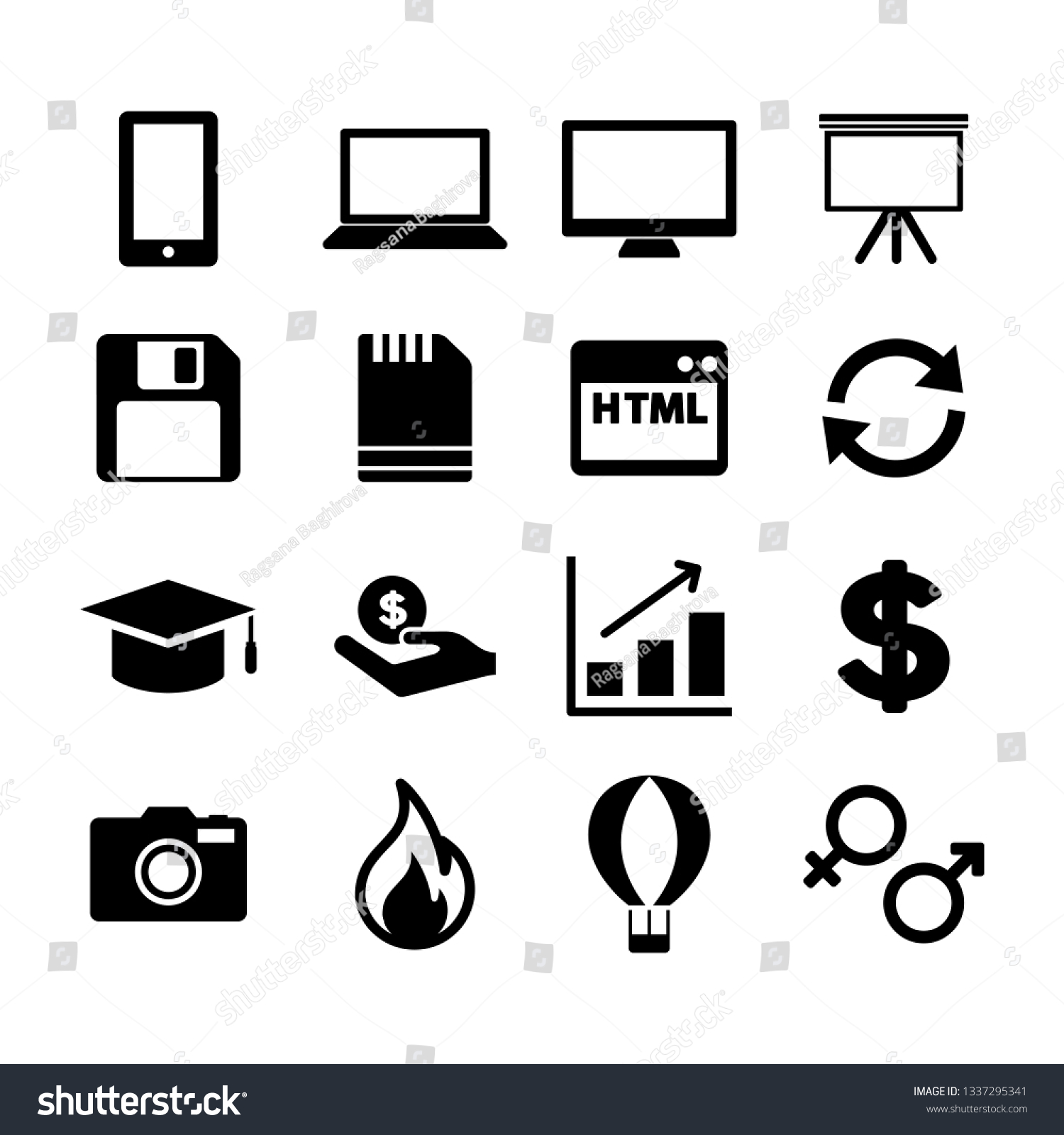 Simple Flat Style Ui Design Icons Stock Vector (Royalty Free) 1337295341