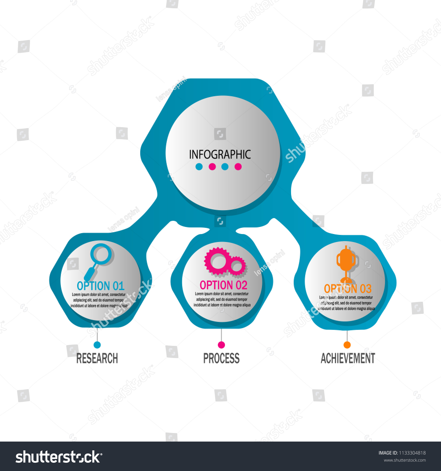Simple Flowchart Infographic Data Template Diagram: เวกเตอร์สต็อก (ปลอด ...