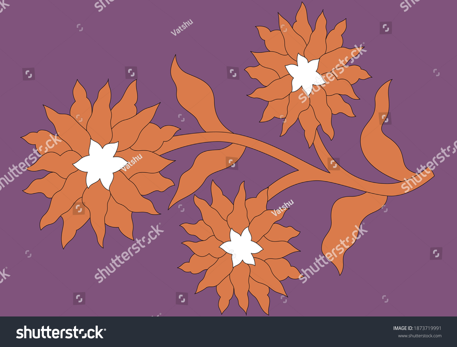Simple Flower Butta Pattern Violet Background Stock Vector (Royalty ...