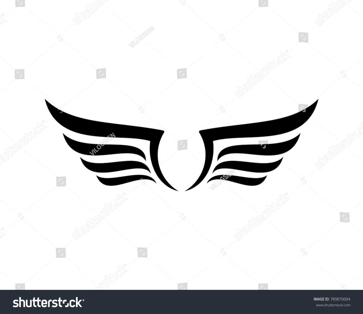 Simple Flying Double Wings Symbol Modern Stock Vector (Royalty Free ...