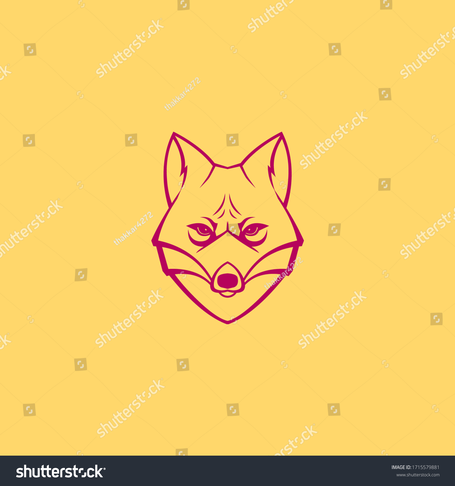 Simple Fox Face Logo Design Template Stock Vector (Royalty Free) 1715579881