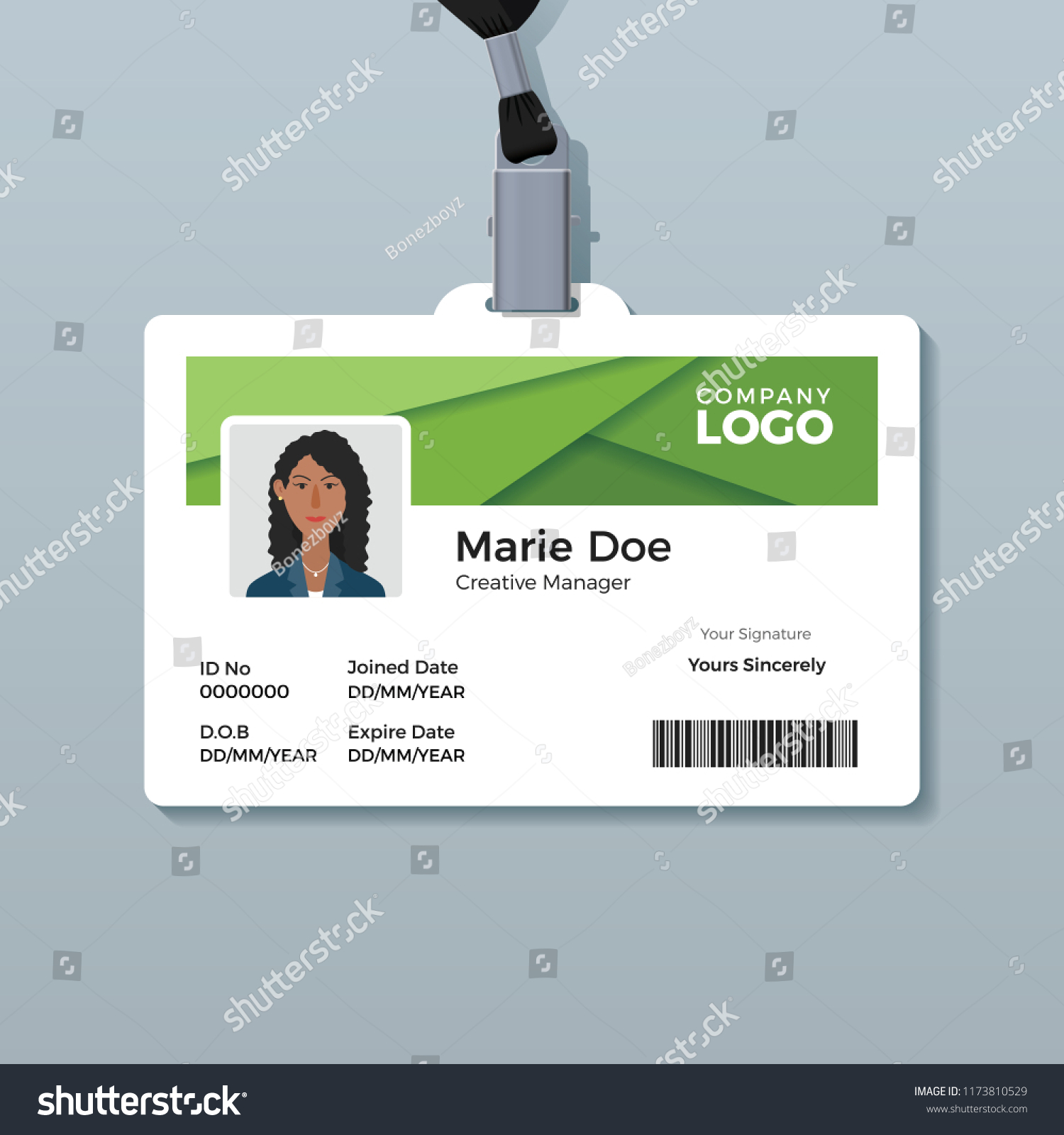 Simple Green Id Card Template: เวกเตอร์สต็อก (ปลอดค่าลิขสิทธิ์ ...