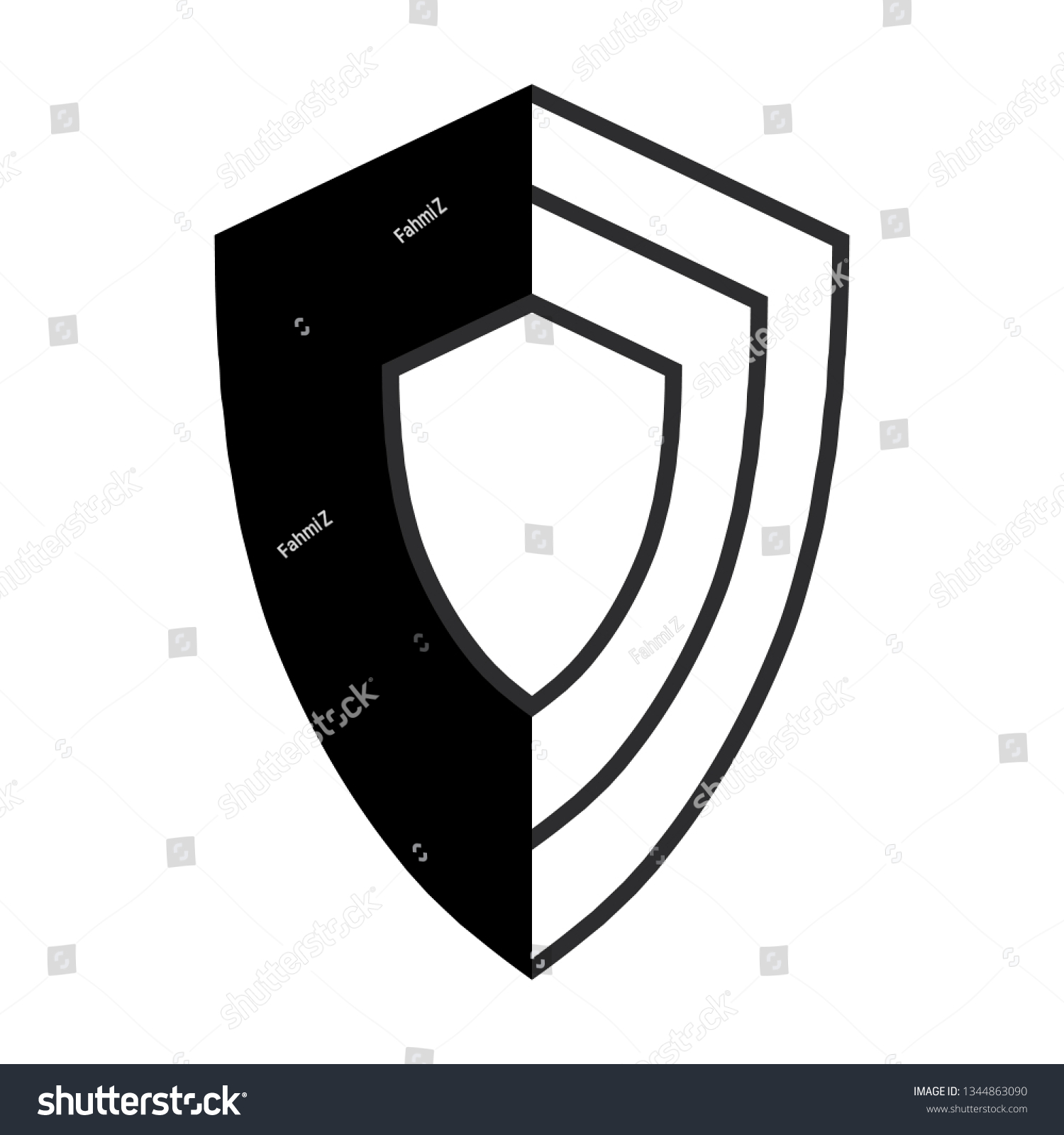 Simple Half Black Color Shield Logo Stock Vector (Royalty Free ...