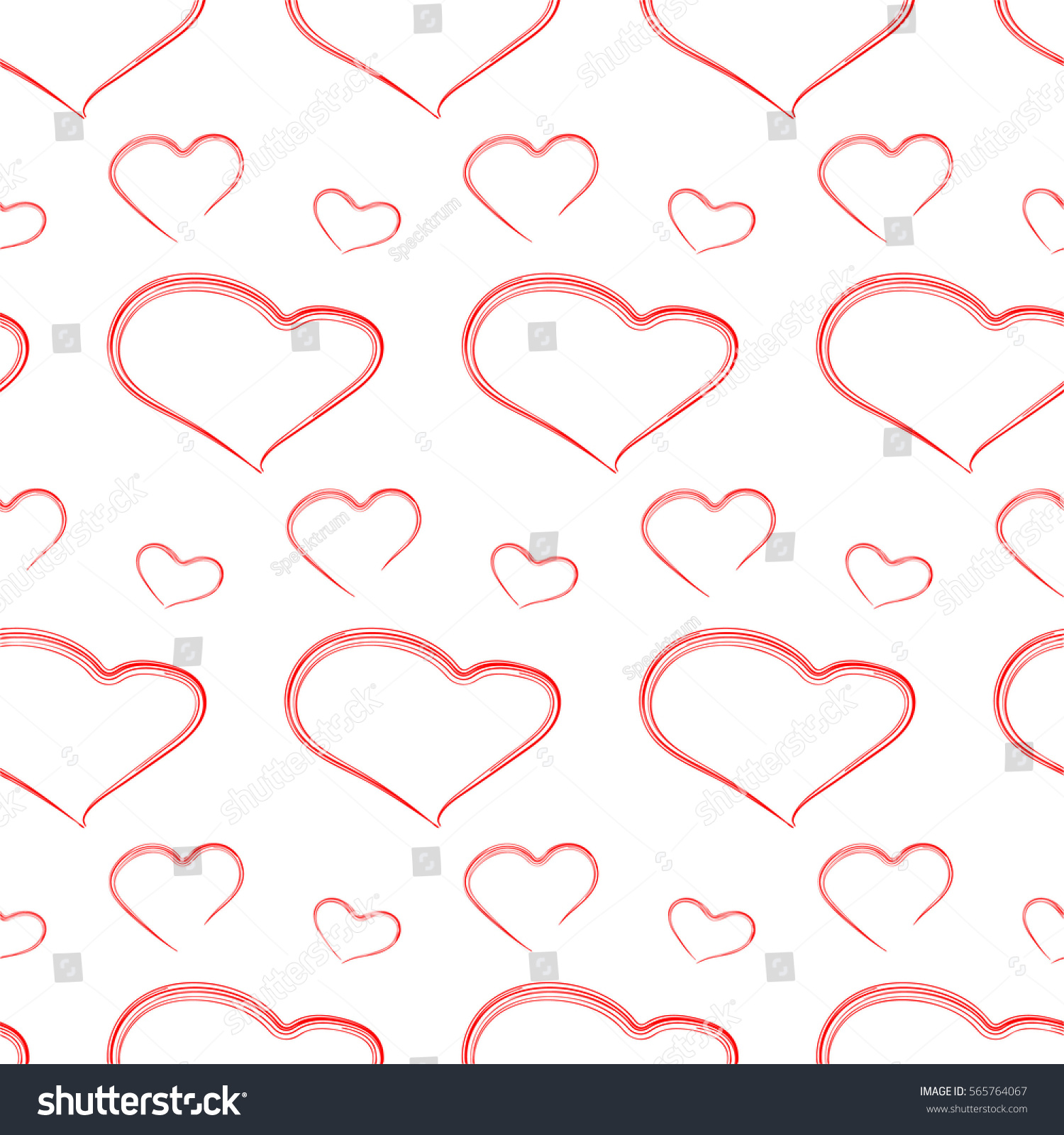 Simple Hearts Pattern Many Red Lines: vector de stock (libre de ...