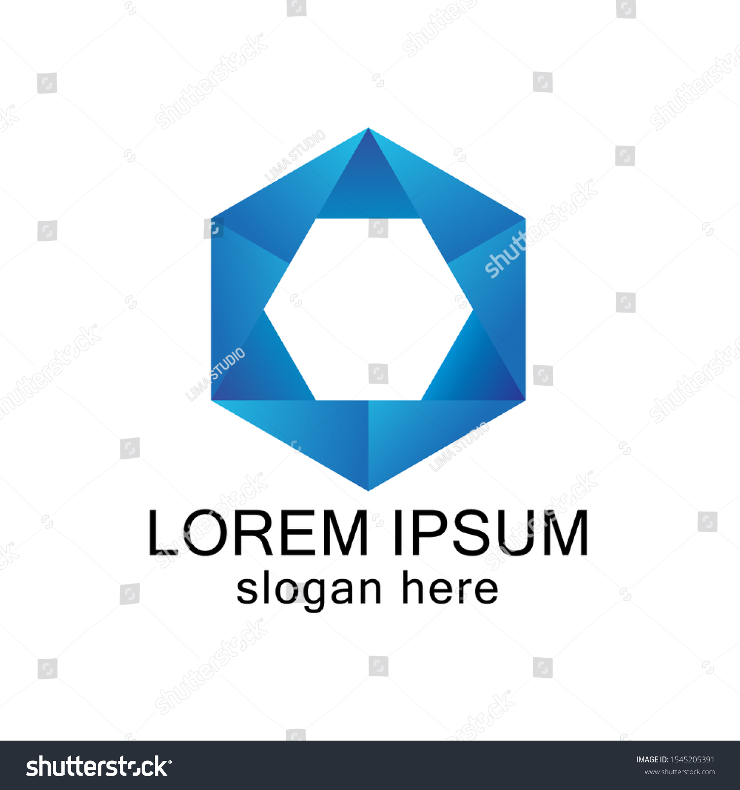 Simple Hexagonal Full Color Logo Design Stock Vector (Royalty Free ...