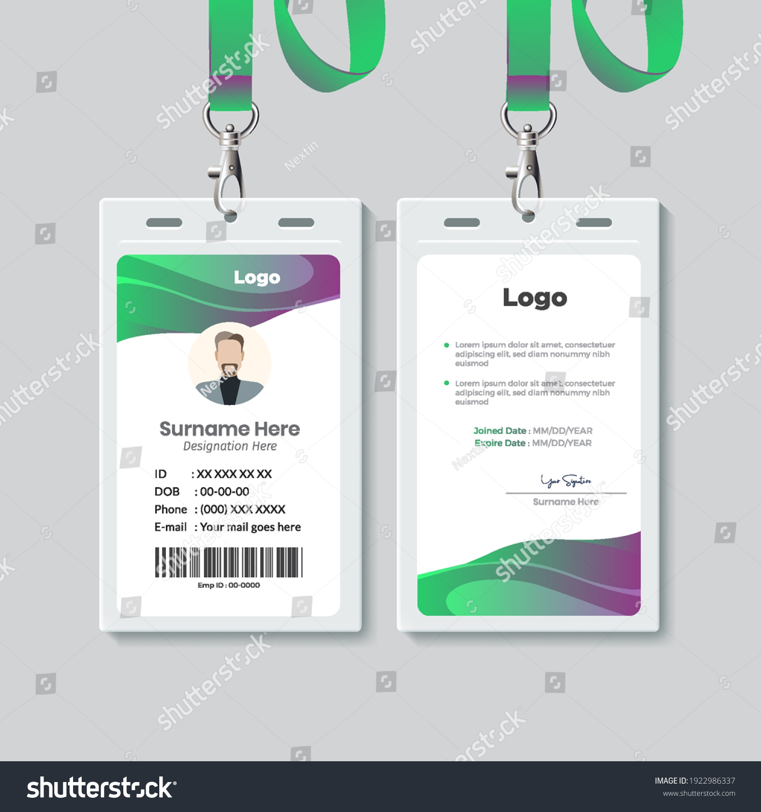 Simple Id Card Template Design Vector Stock Vector (Royalty Free ...