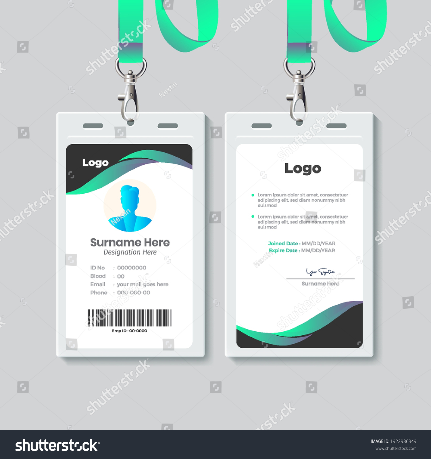 Vektor Stok Simple Id Card Template Design Vector (Tanpa Royalti ...
