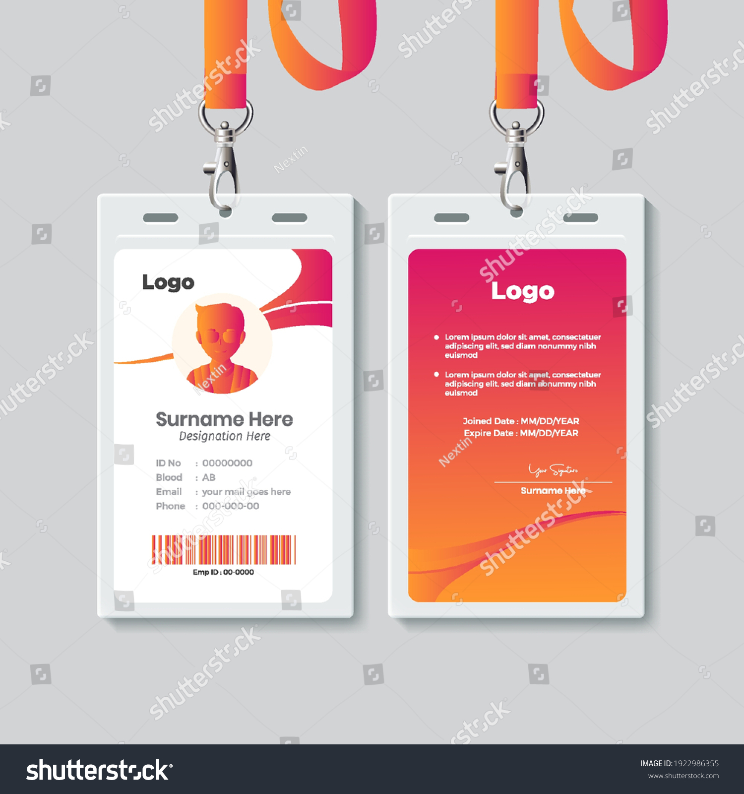 Simple Id Card Template Design Vector Stock Vector (Royalty Free ...