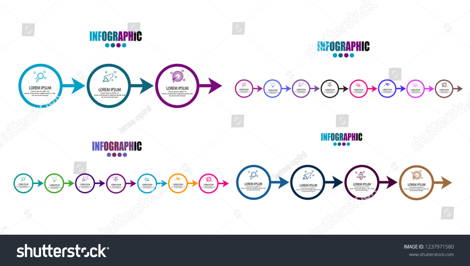 Vektor Stok Simple Infographic Timeline Circle Arrow Design (Tanpa ...